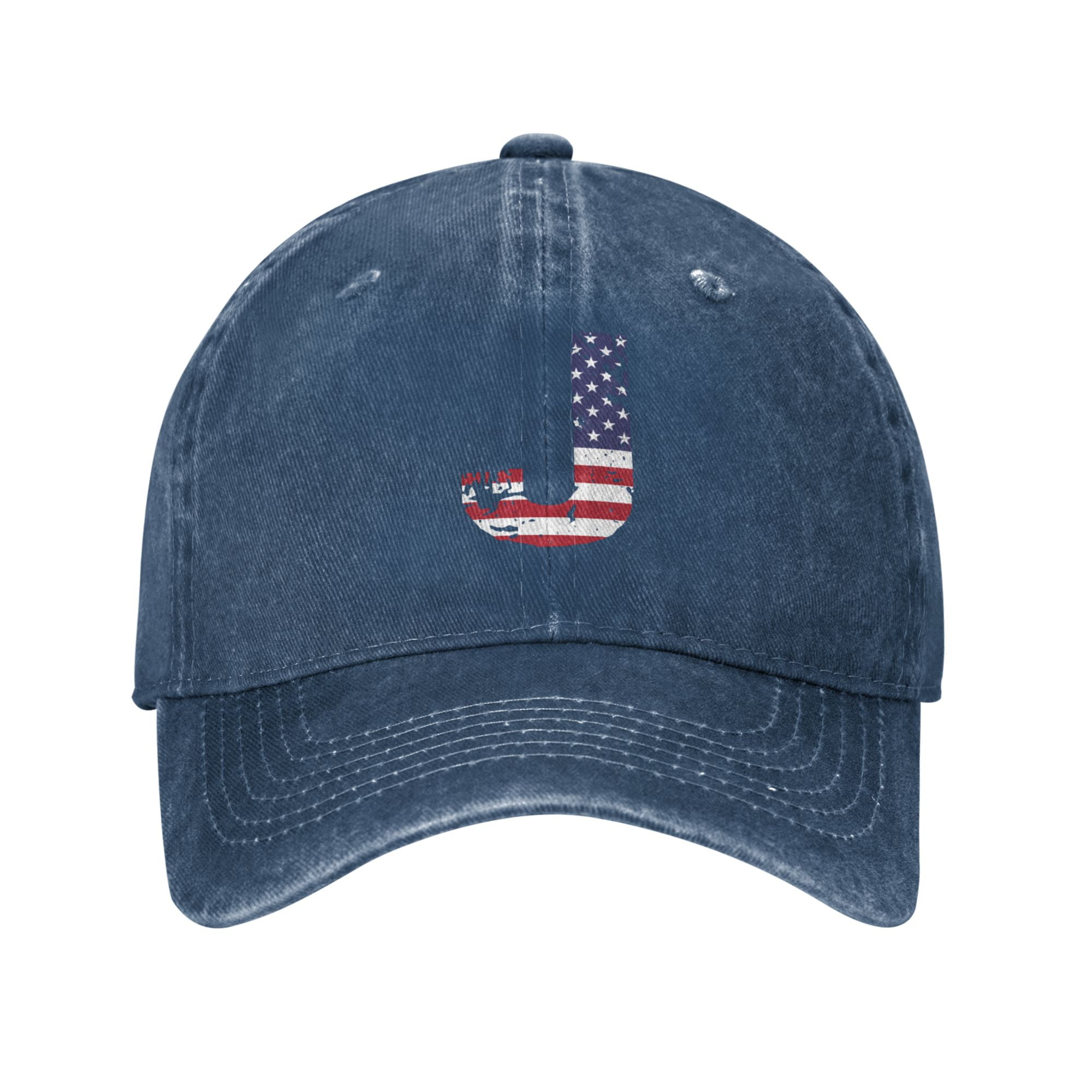 DouZhe Adjustable Washed Cotton Baseball Cap - Letter J America Usa ...