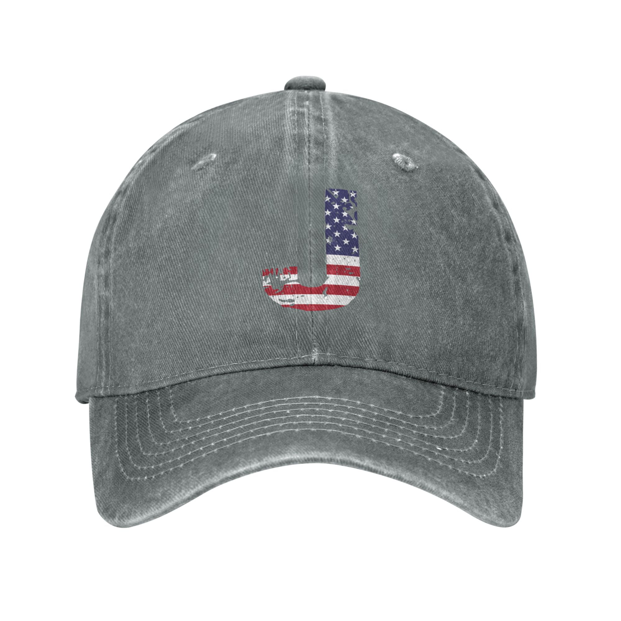 DouZhe Adjustable Washed Cotton Baseball Cap - Letter J America Usa ...
