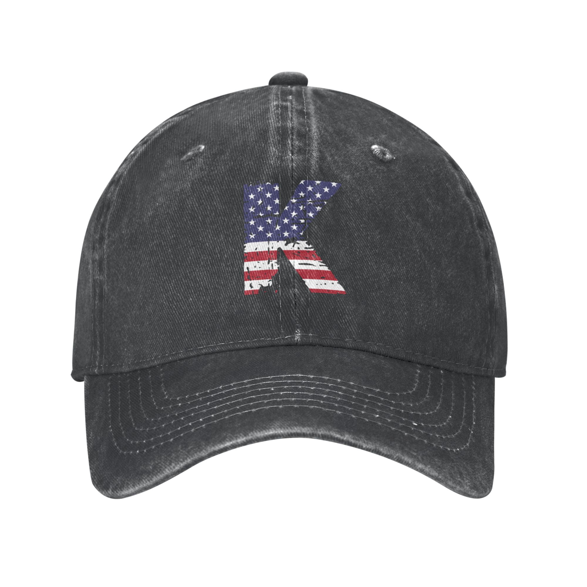 DouZhe Adjustable Washed Cotton Baseball Cap - Letter K America Usa ...
