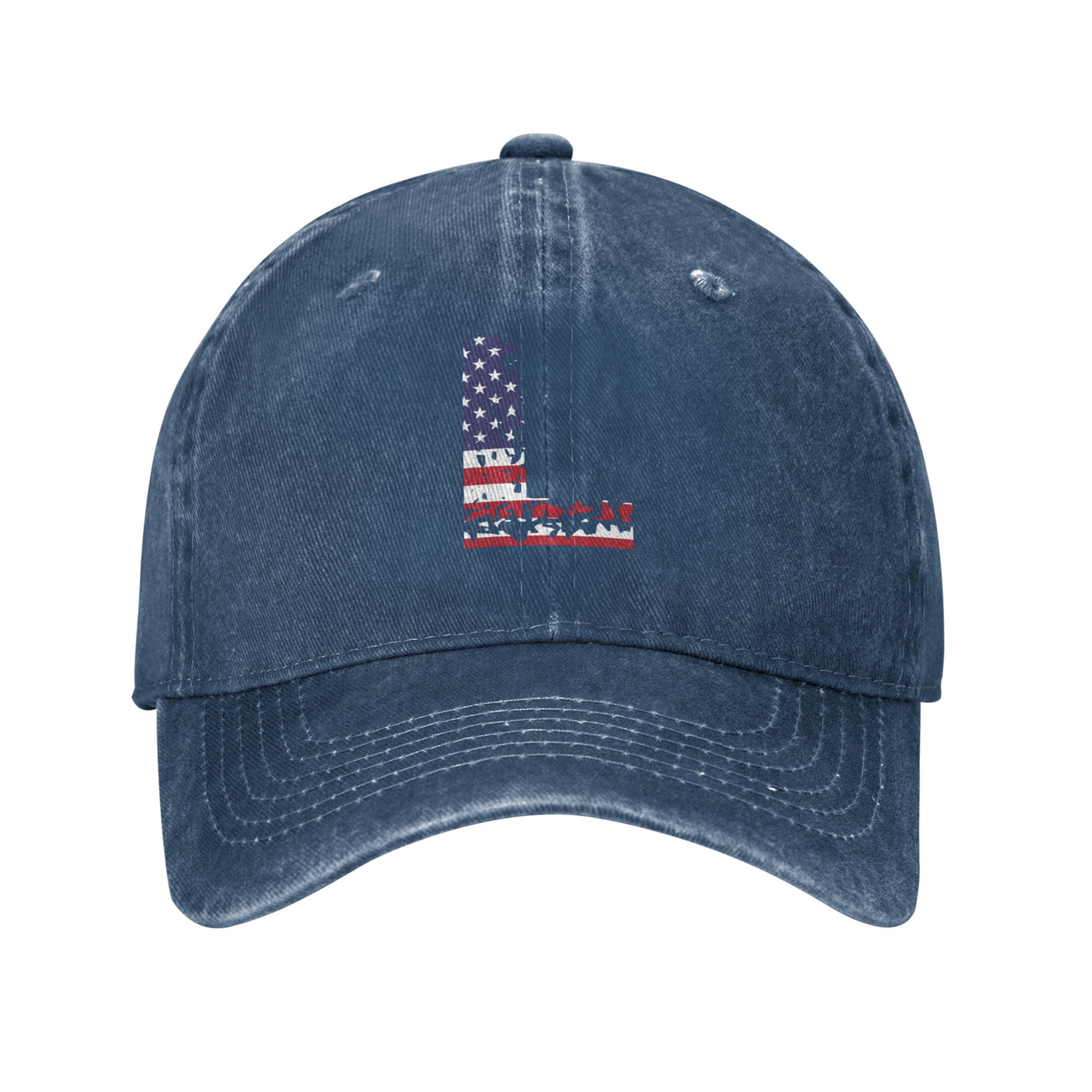 DouZhe Adjustable Washed Cotton Baseball Cap - Letter L America Usa ...