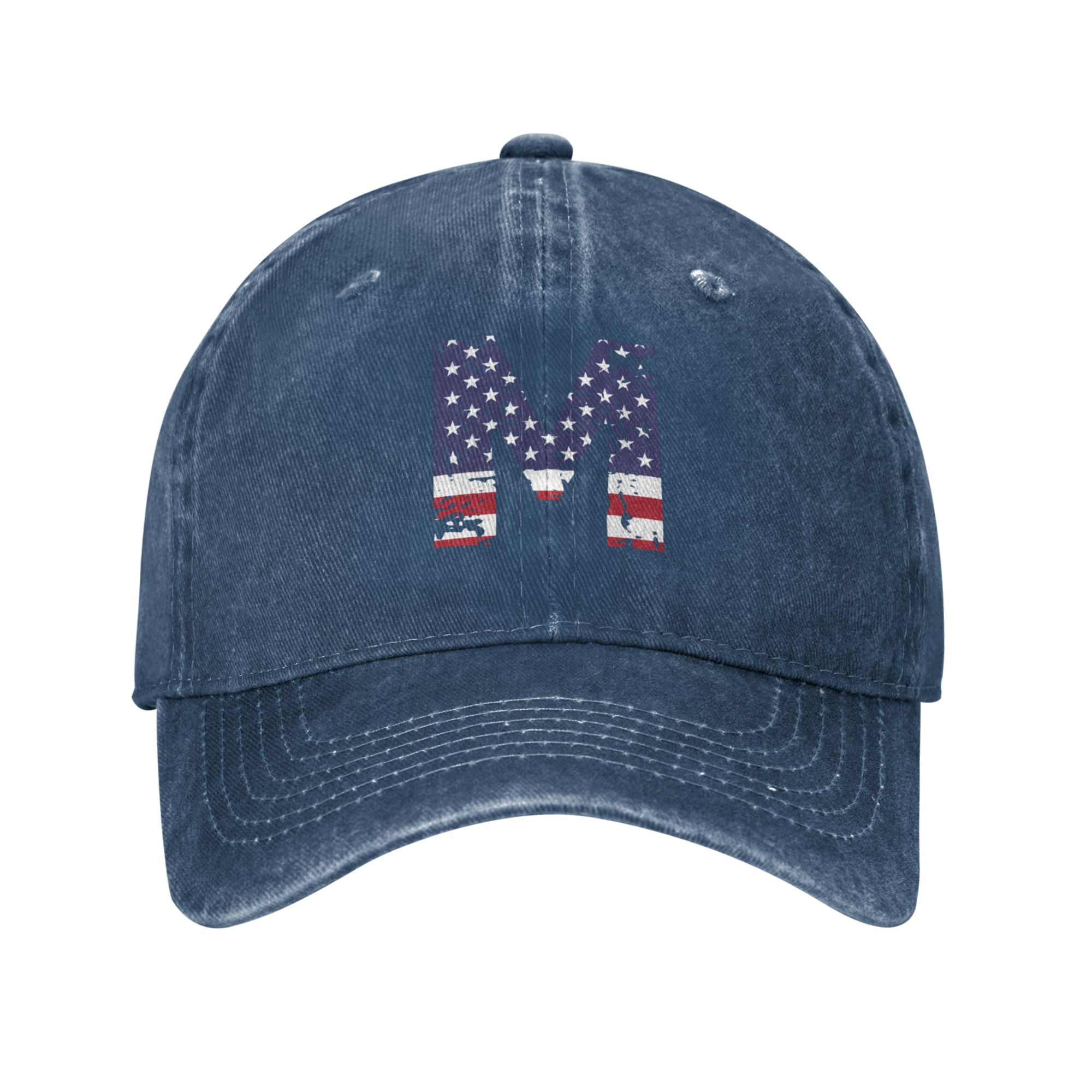 DouZhe Adjustable Washed Cotton Baseball Cap - Letter M America Usa ...