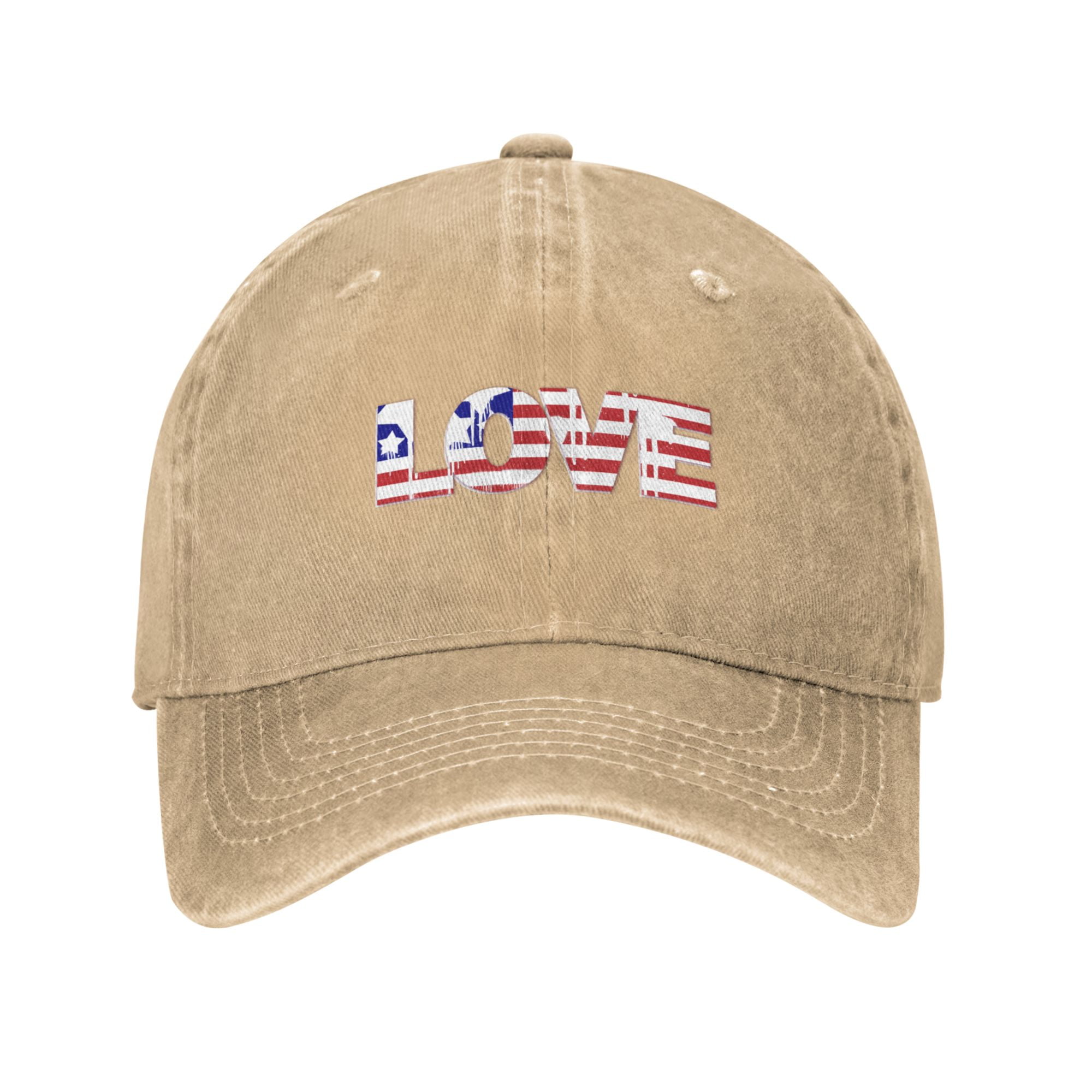 DouZhe Adjustable Washed Cotton Baseball Cap - Love America Usa Us Flag ...