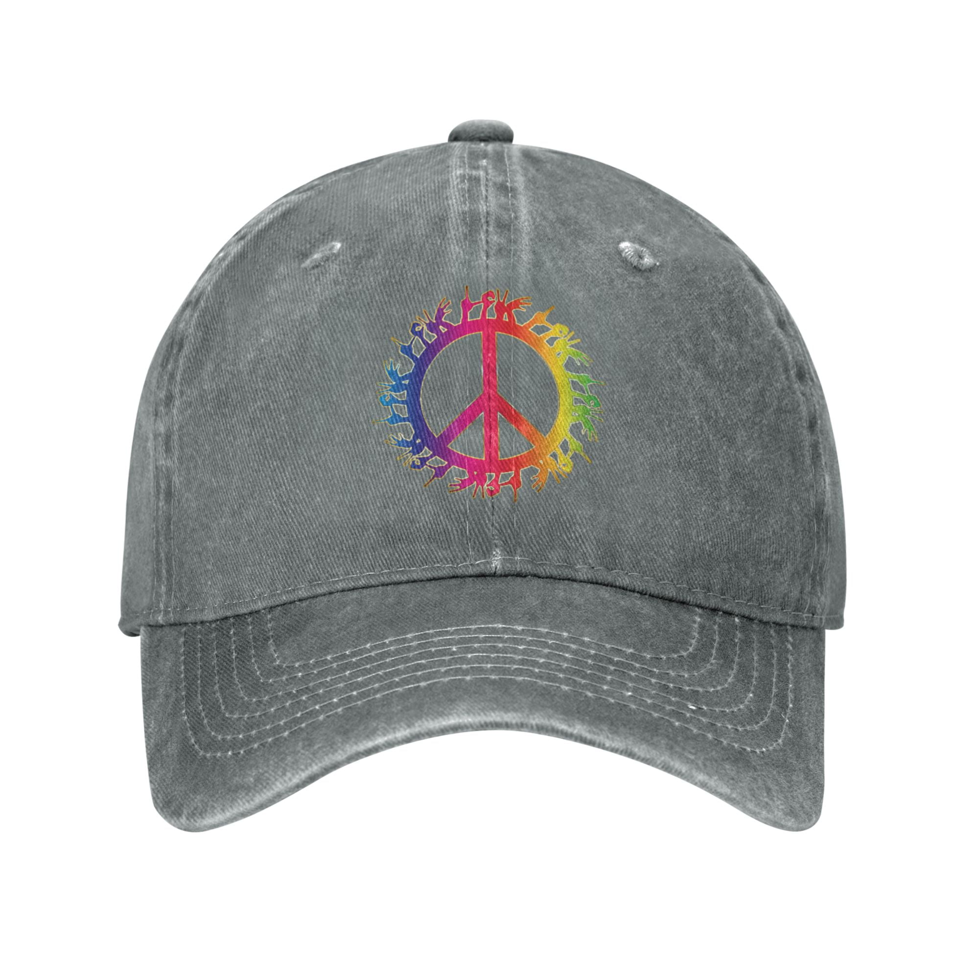 DouZhe Adjustable Washed Cotton Baseball Cap - Love Hands Peace Symbol ...