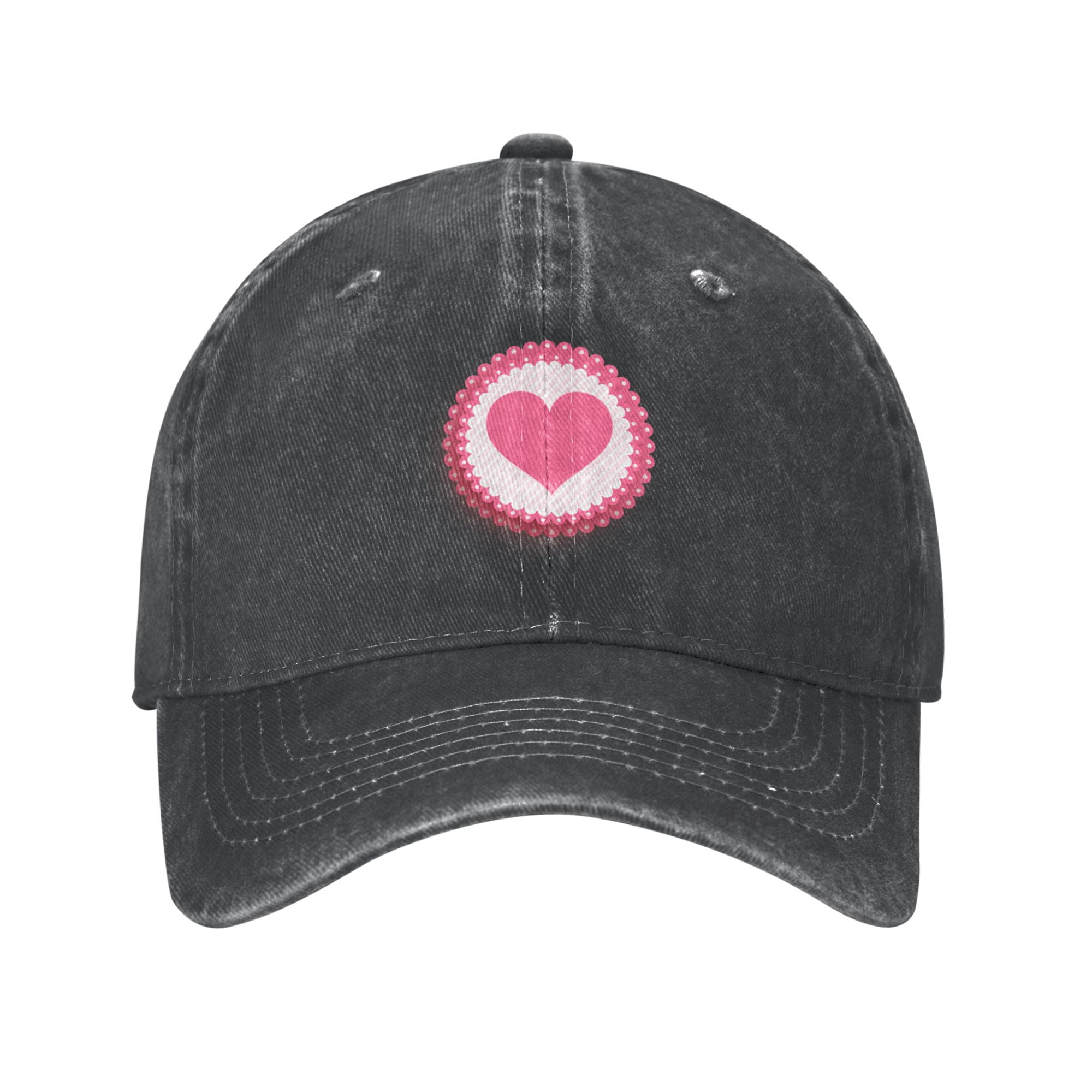 DouZhe Adjustable Washed Cotton Baseball Cap - Pink Heart Valentine ...