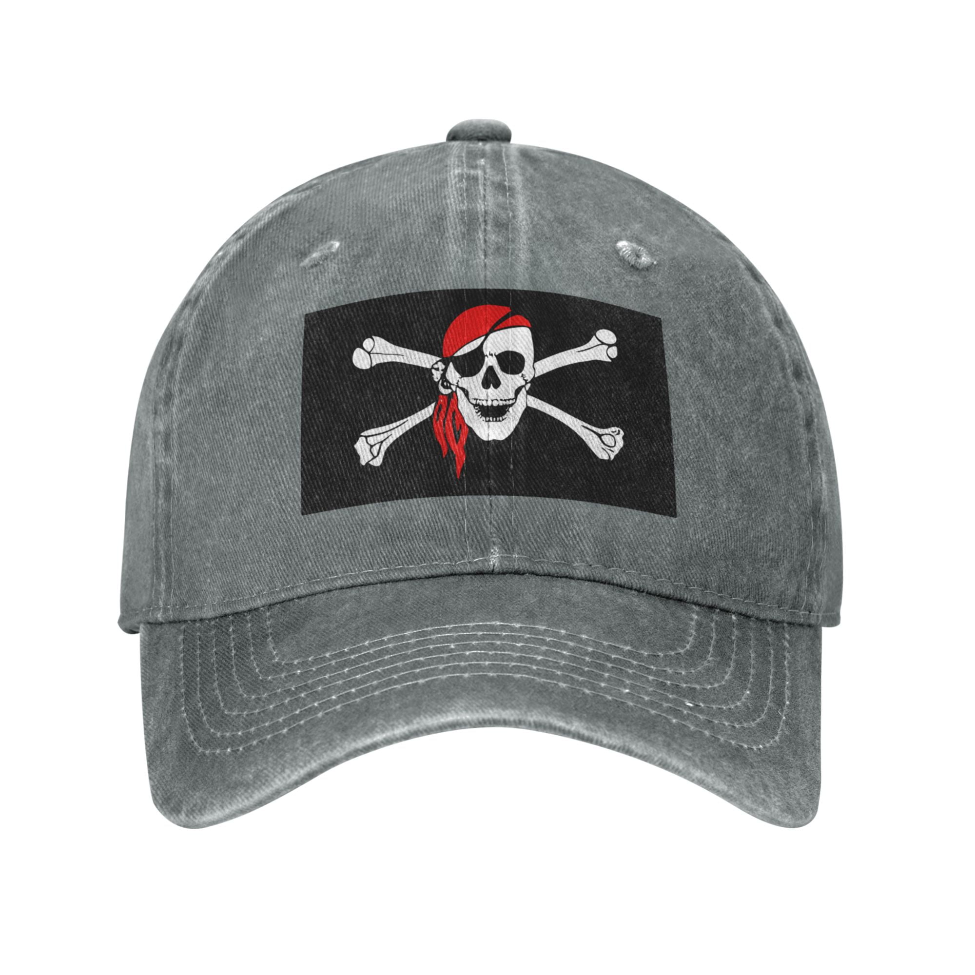 DouZhe Adjustable Washed Cotton Baseball Cap - Pirate Skull Crossed ...