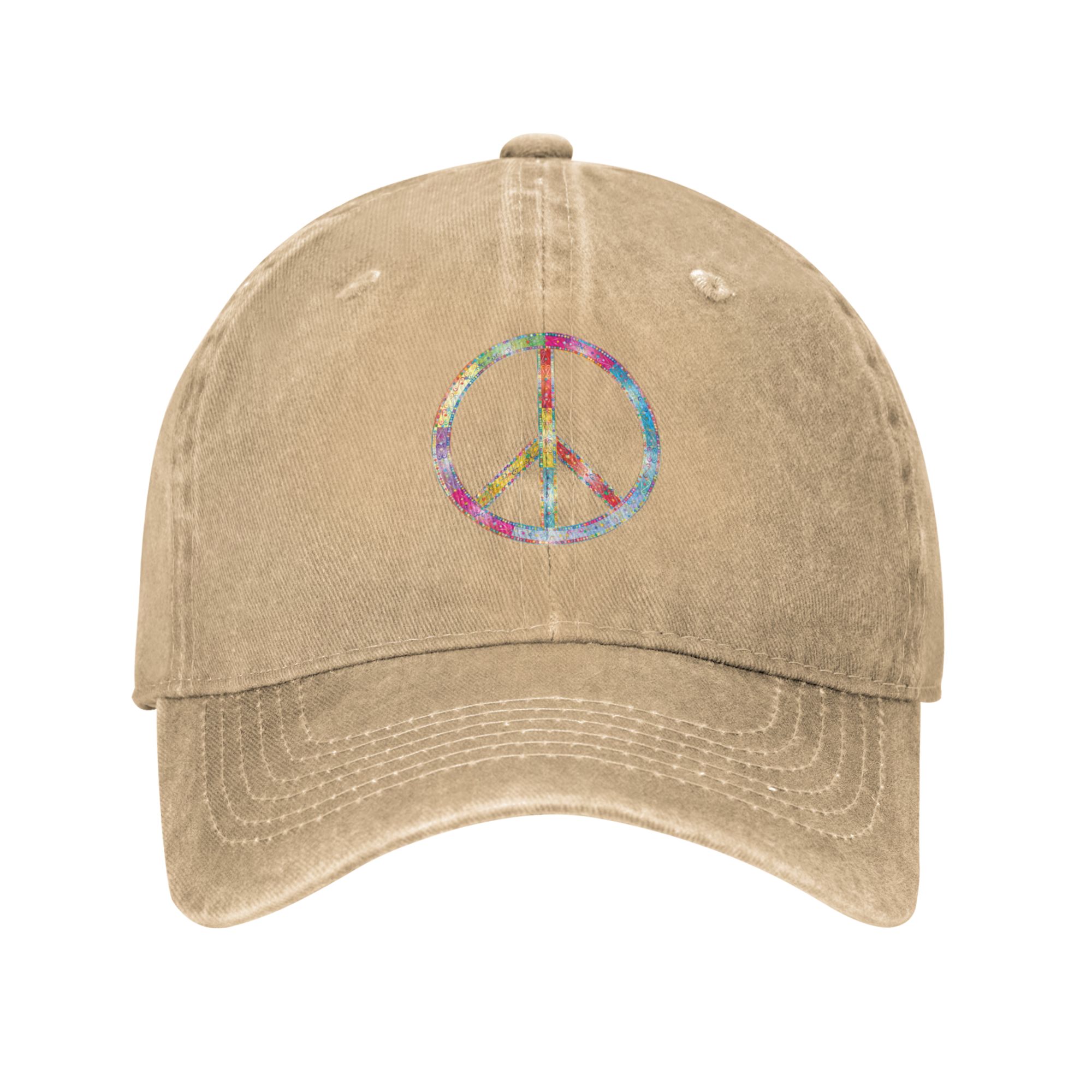 DouZhe Adjustable Washed Cotton Baseball Cap - Rainbow Flourish Peace ...