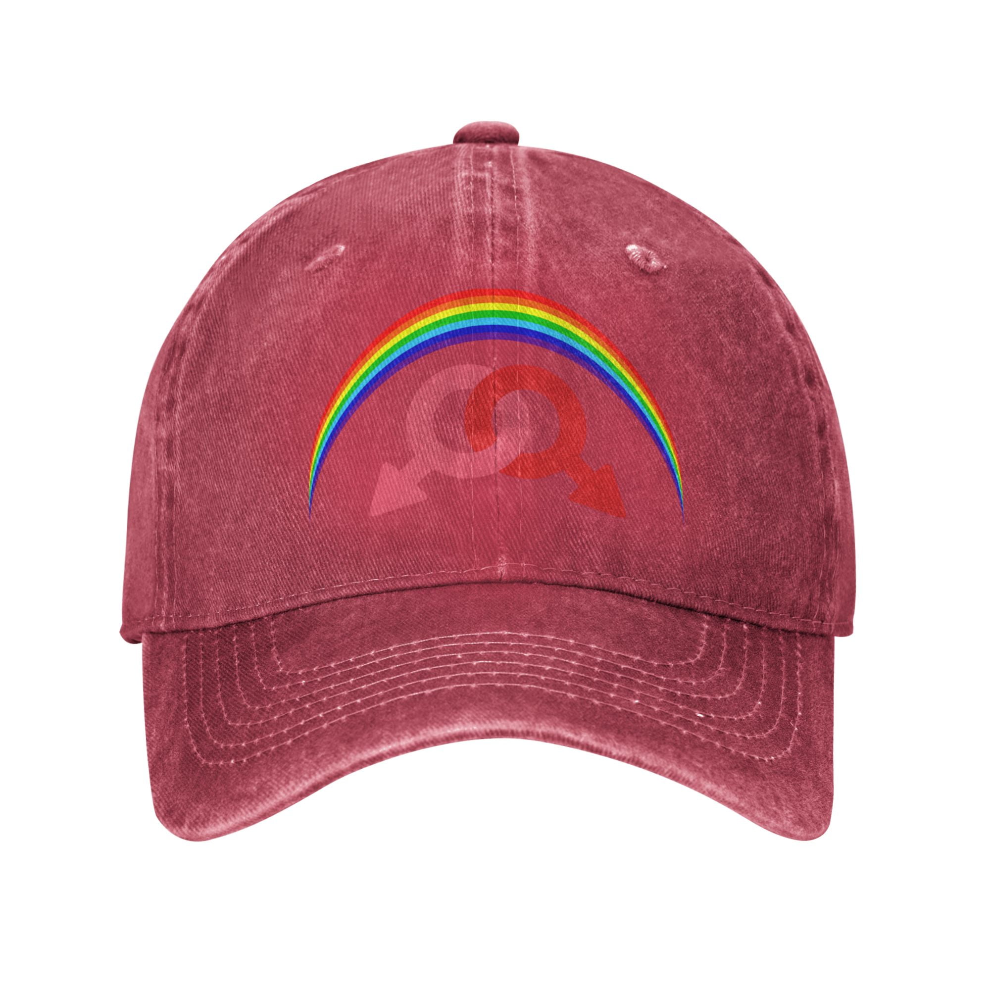DouZhe Adjustable Washed Cotton Baseball Cap - Rainbow LGBT Prints ...