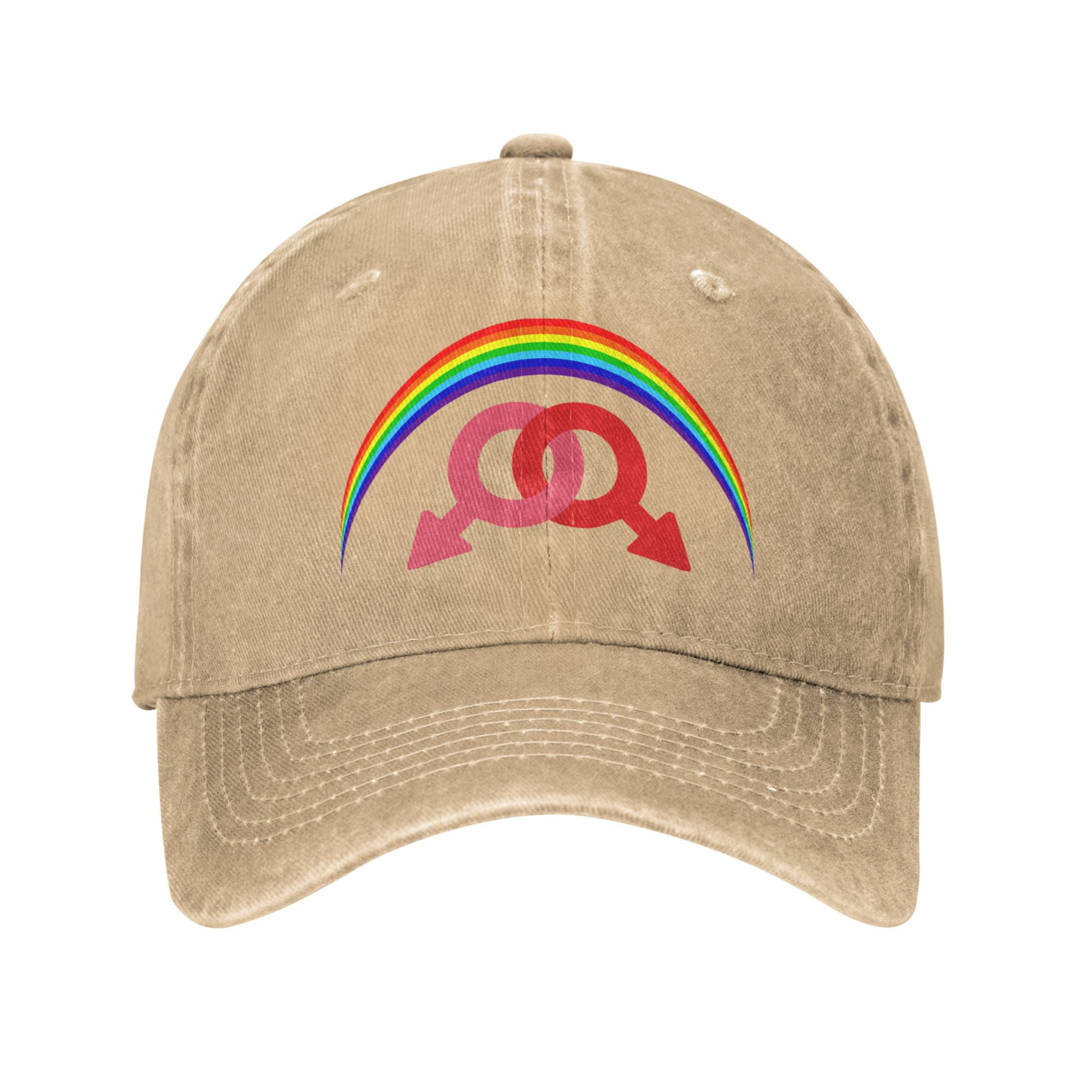DouZhe Adjustable Washed Cotton Baseball Cap - Rainbow LGBT Prints ...