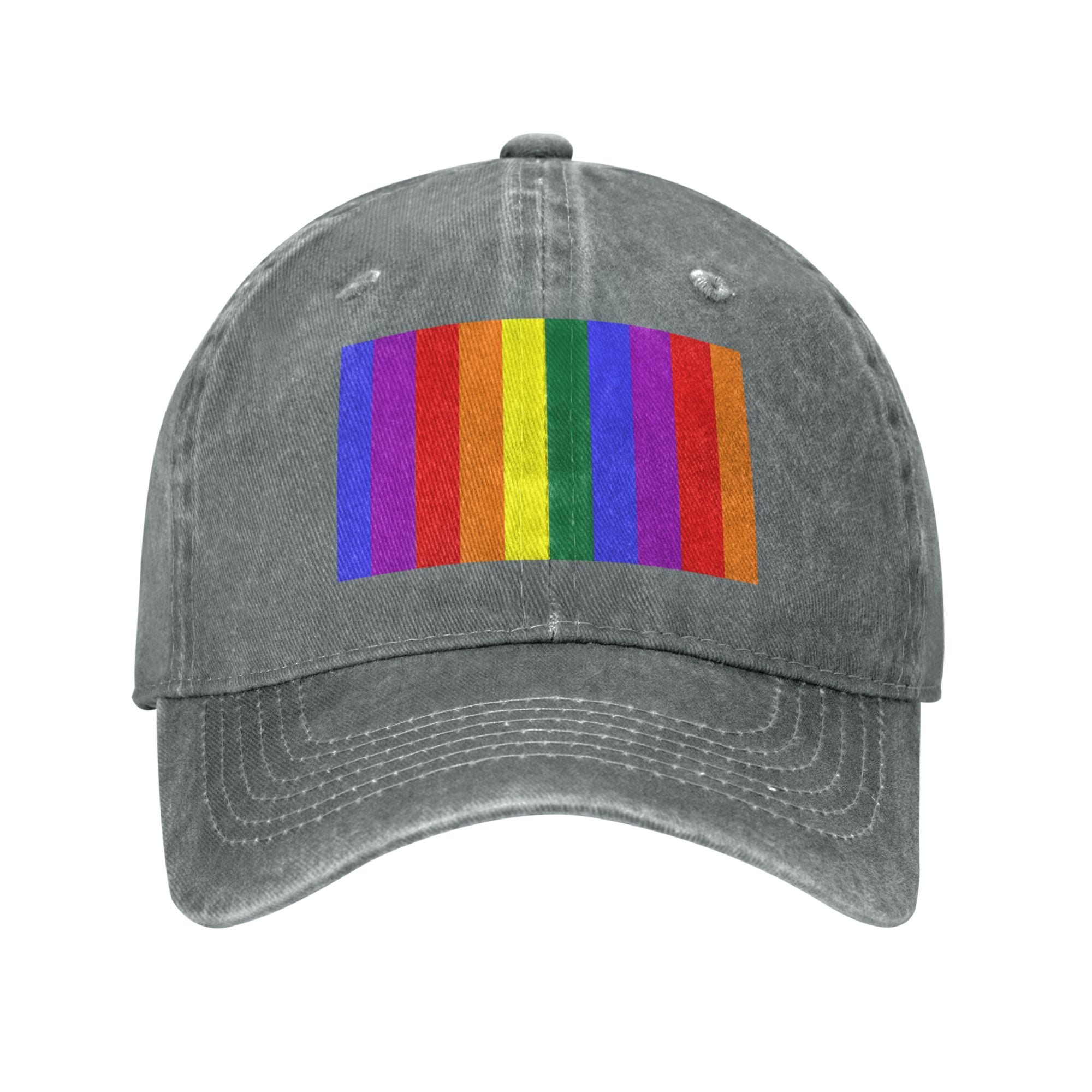 DouZhe Adjustable Washed Cotton Baseball Cap - Rainbow Lgbt Lgbtq Flag ...