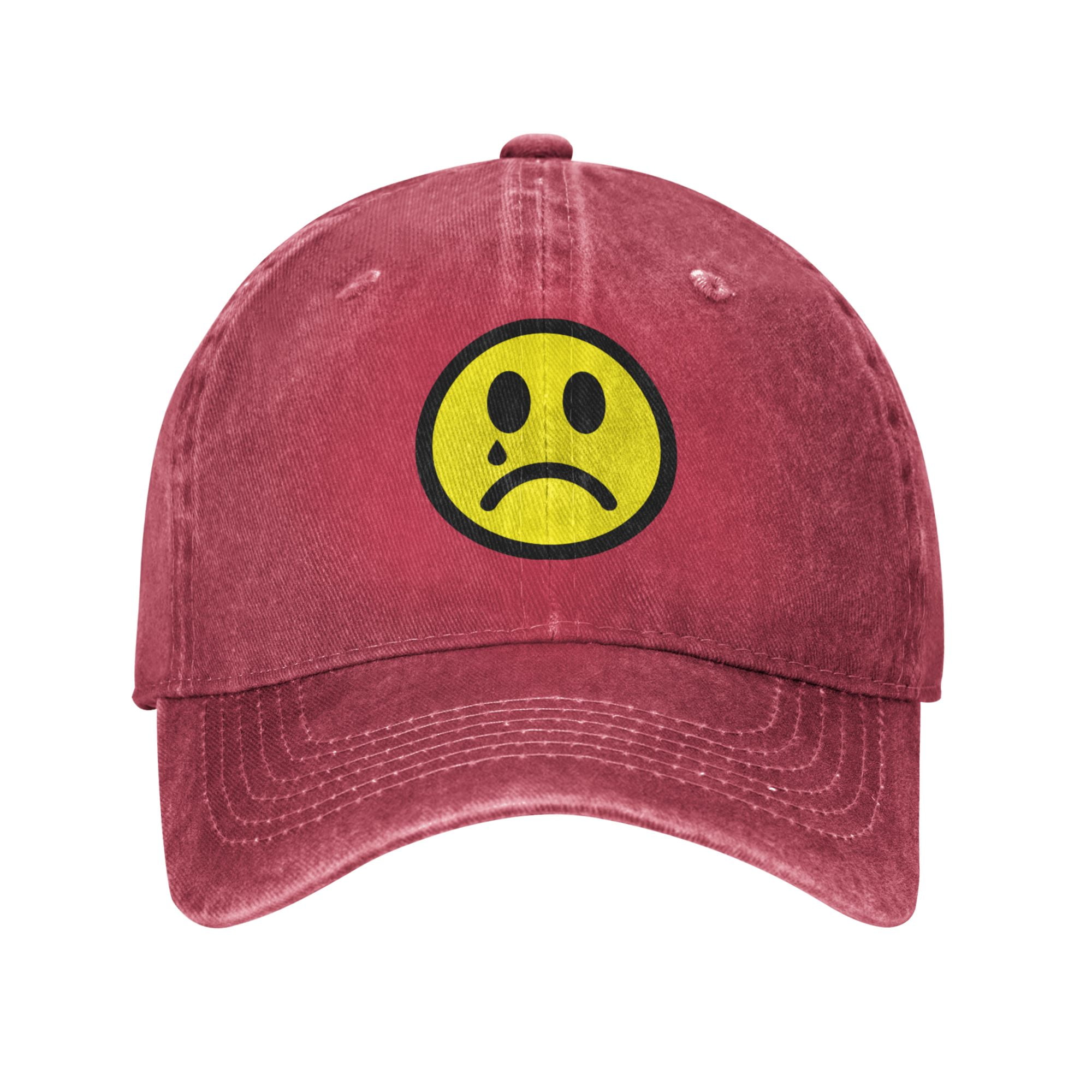 DouZhe Adjustable Washed Cotton Baseball Cap - Sad Face Prints Vintage ...