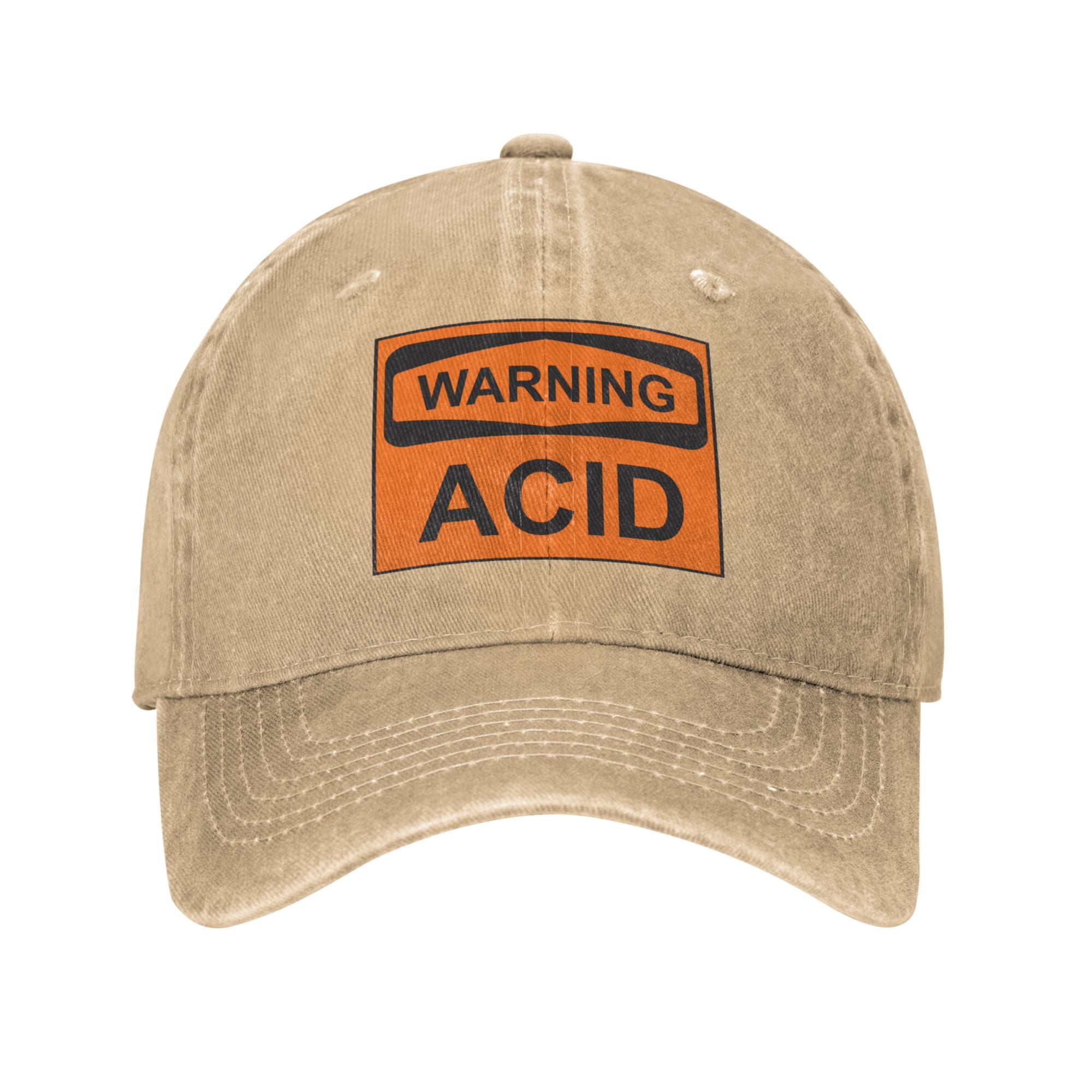 DouZhe Adjustable Washed Cotton Baseball Cap - Warning Acid Sign Prints ...