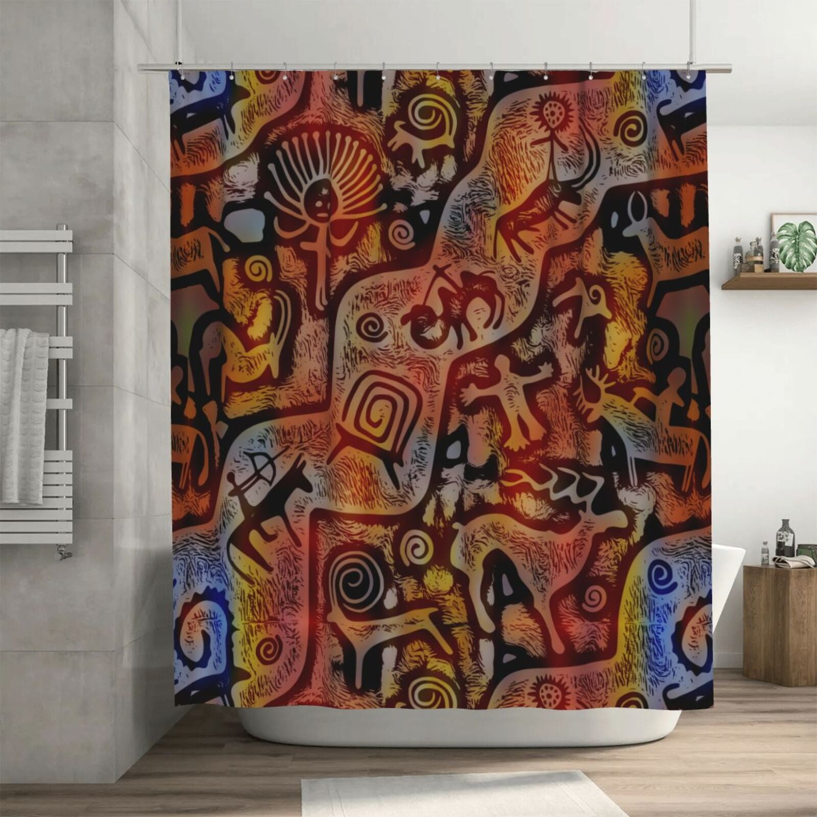 DouZhe Ancient Petroglyphs Cave Drawings Pattern Shower Curtain ...