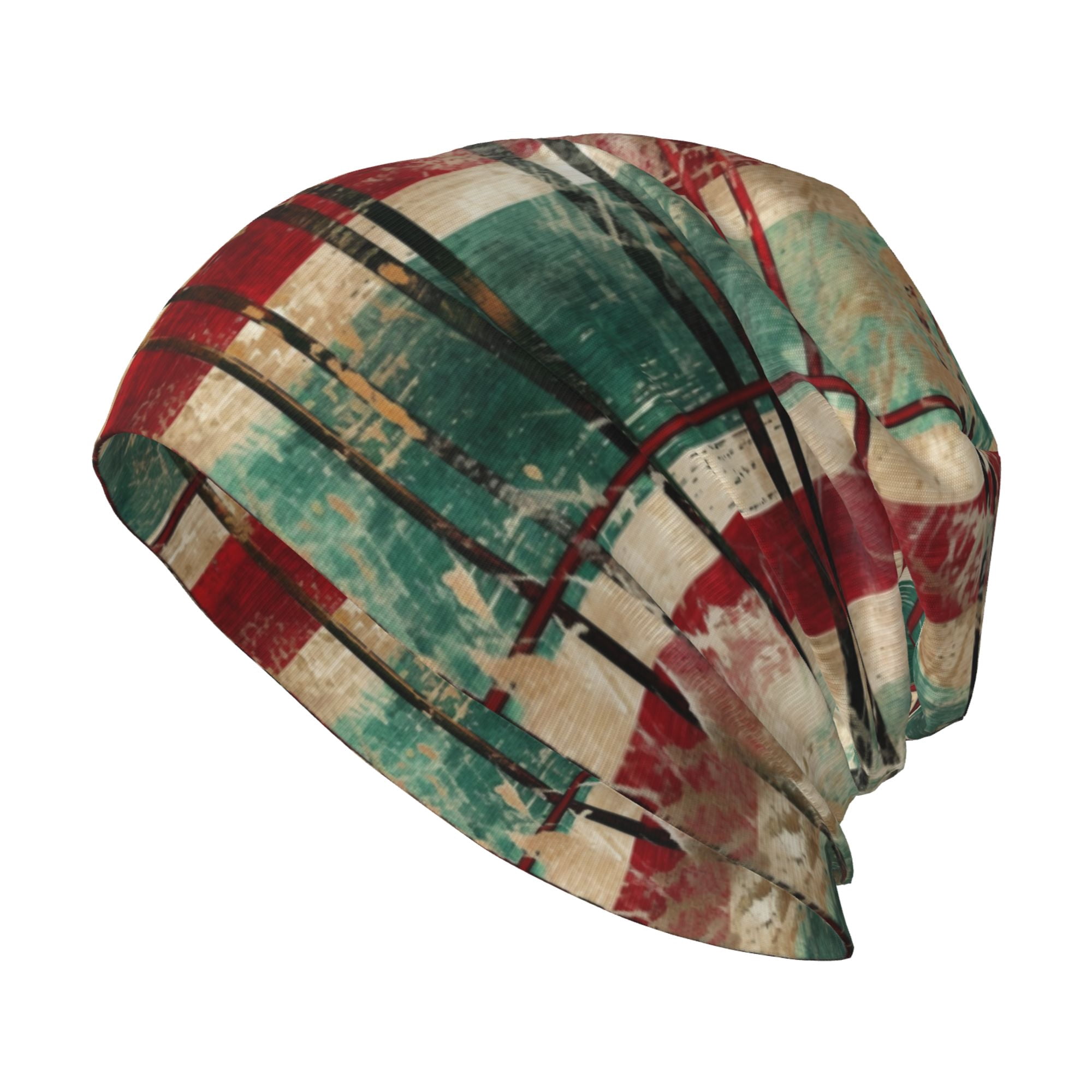 DouZhe Beanie Hats for Men and Women, Red and Green Grunge Plaid ...