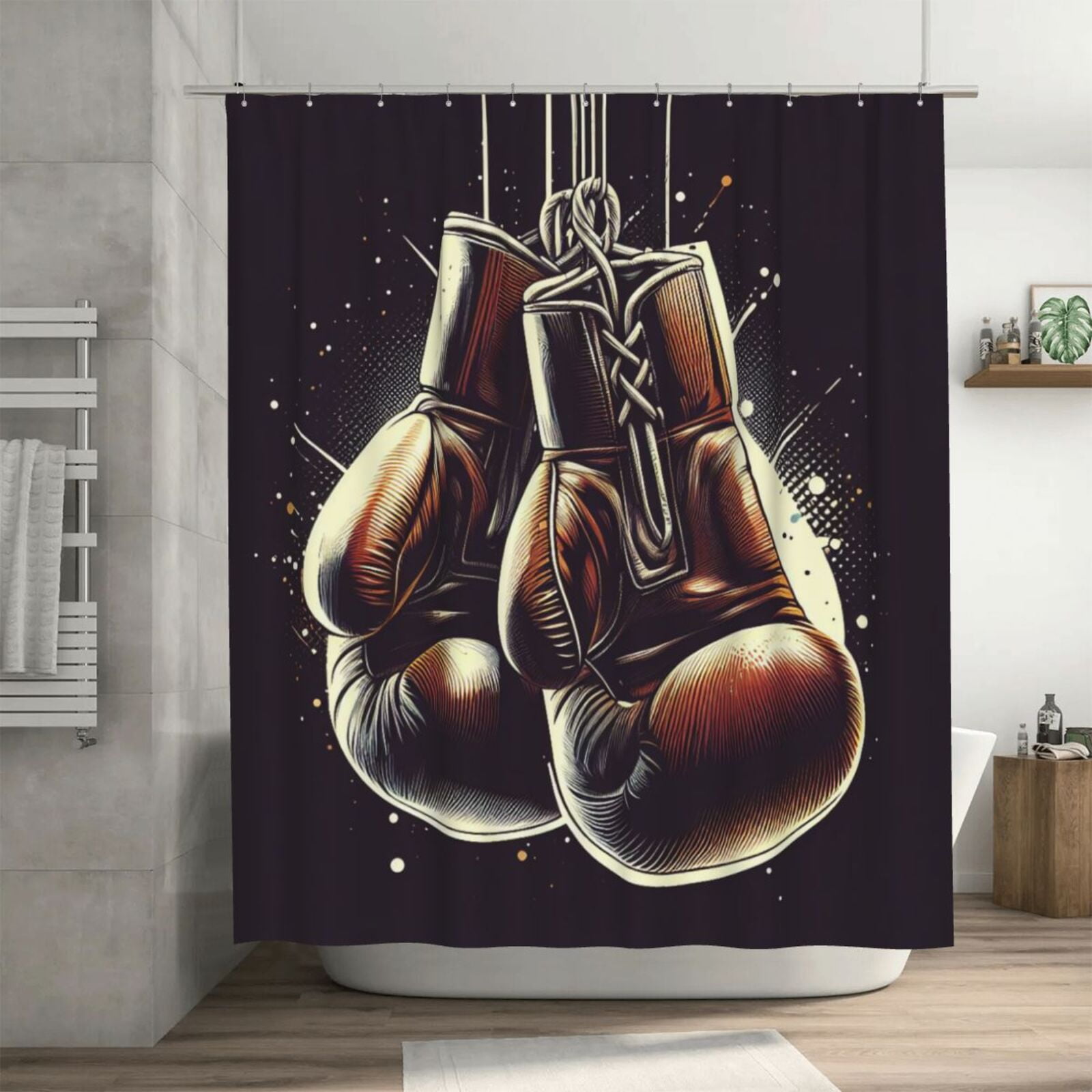 DouZhe Boxing Gloves Art Illustration Pattern Shower Curtain ...