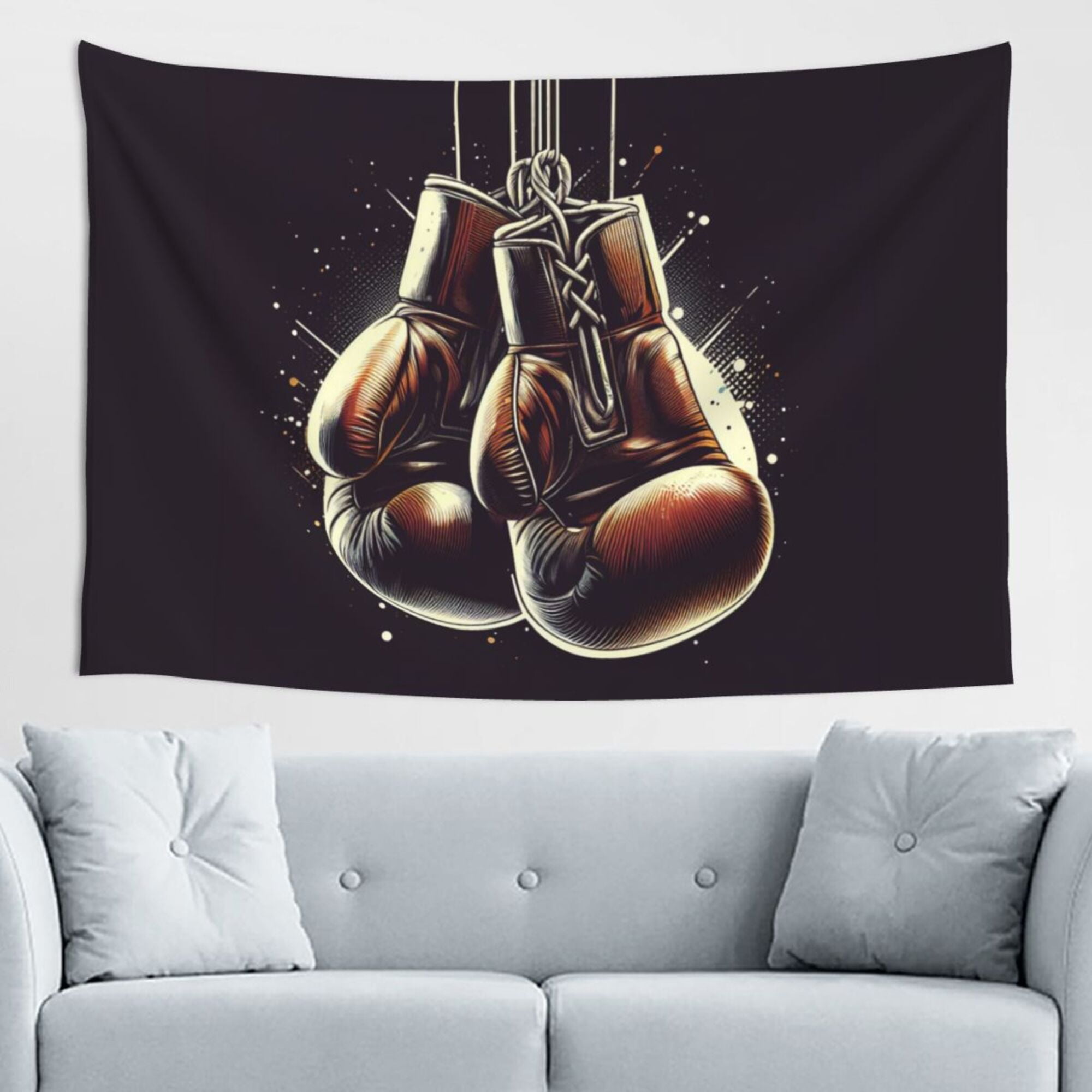 DouZhe Boxing Gloves Art Illustration Tapestry Wall Hanging Tapestries ...