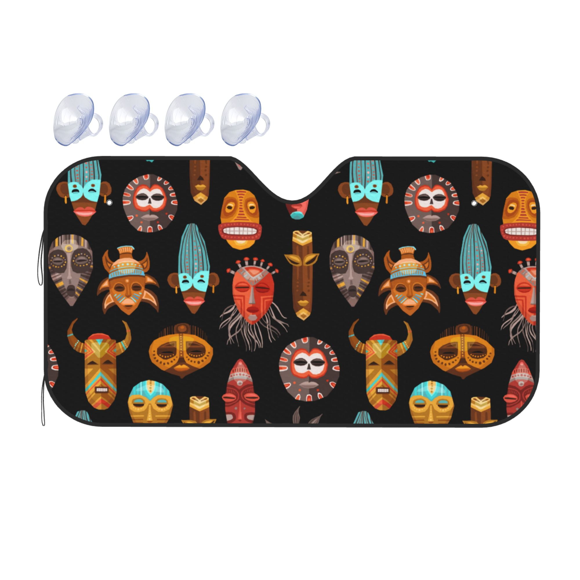 DouZhe Car Sunshades for Windshield, African Ethnic Tribal Masks ...
