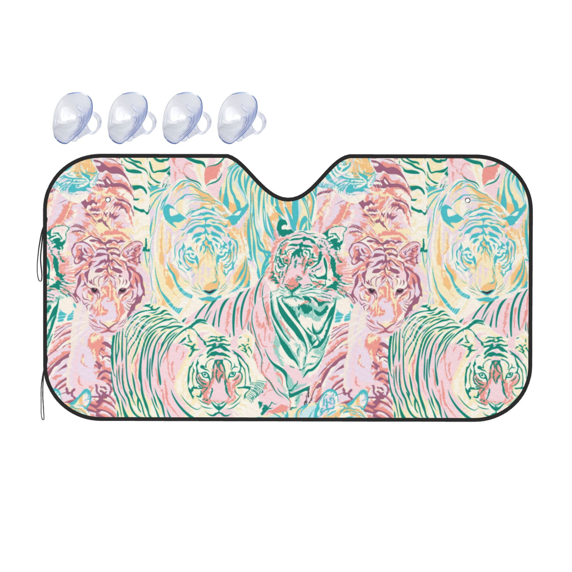DouZhe Car Sunshades for Windshield, Animal Tigers Pastel Color Pattern ...