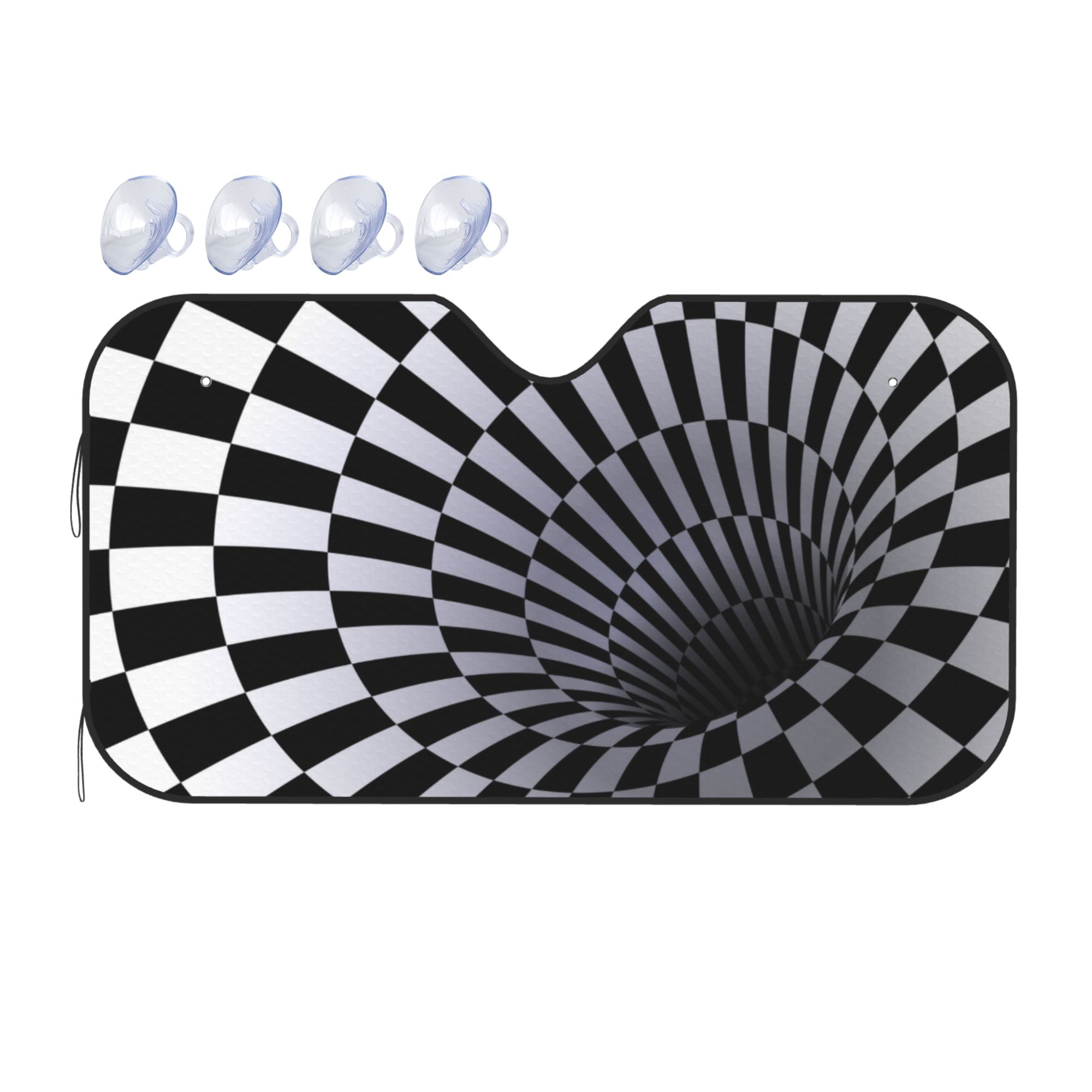 DouZhe Car Sunshades for Windshield, Black White 3D Vortex Illusion ...