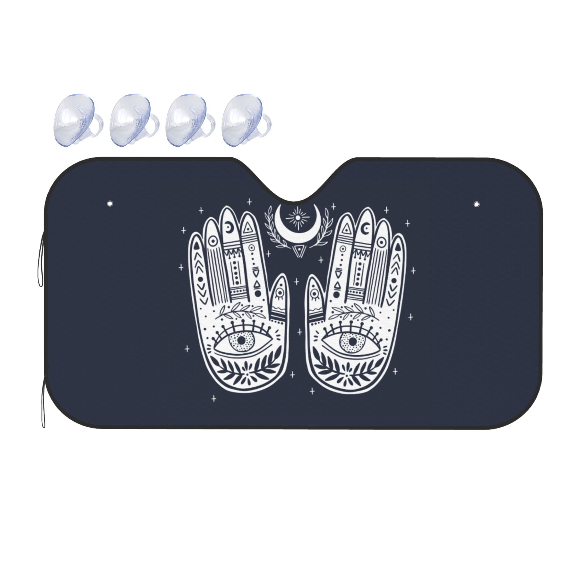 DouZhe Car Sunshades for Windshield, Bohemian Evil Eye Hamsa Hand Moon ...