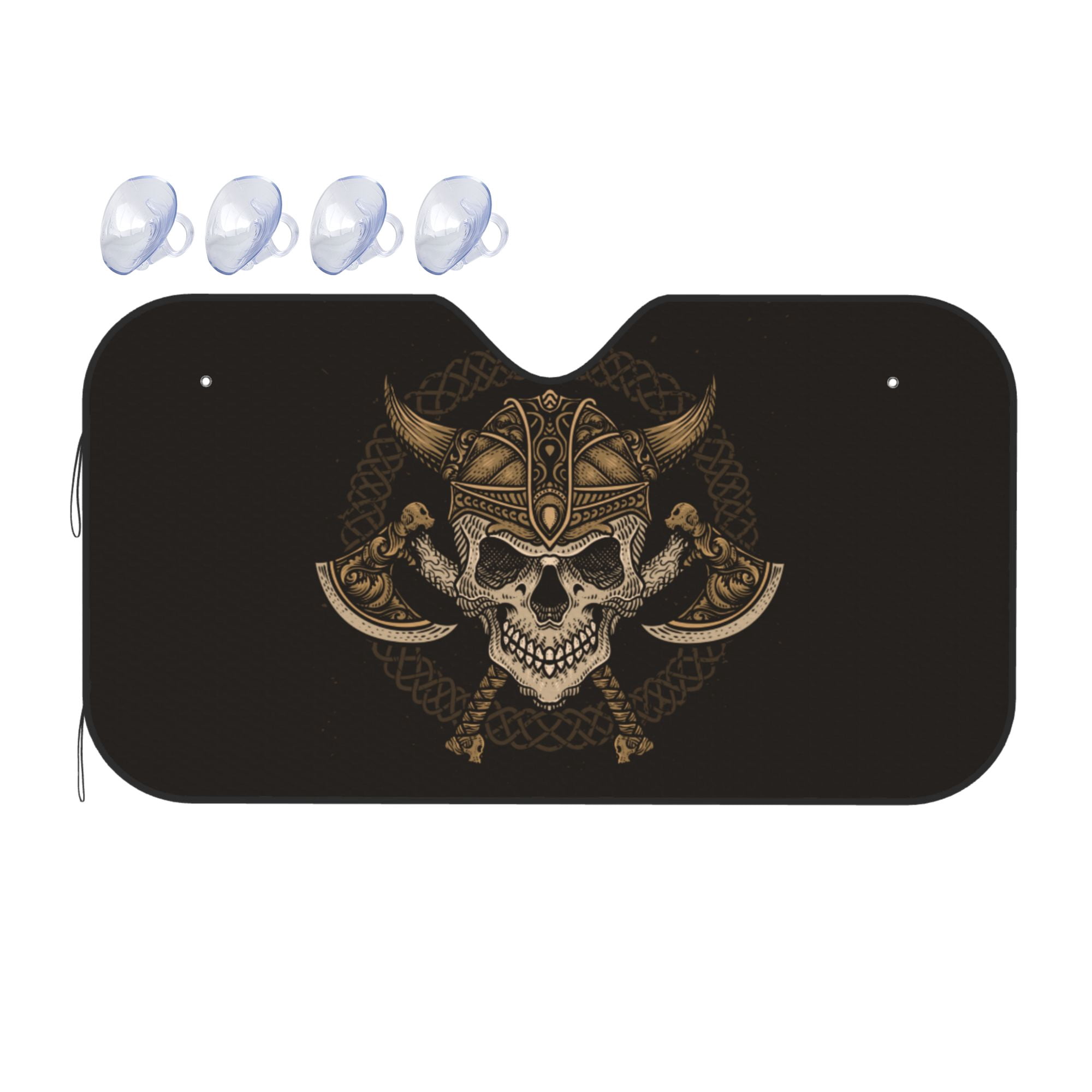 DouZhe Car Sunshades for Windshield, Cartoon Viking Skull Pattern Car ...
