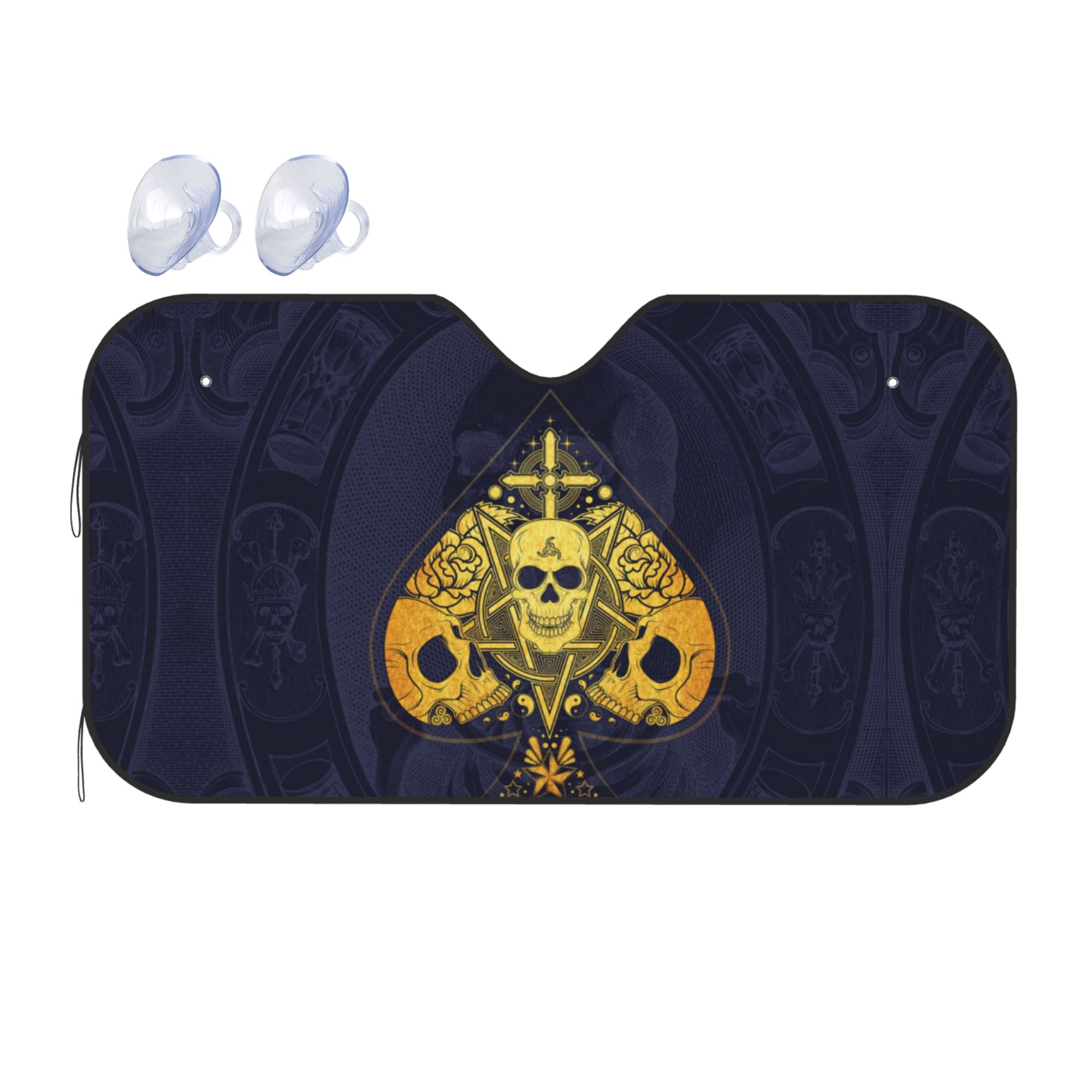 DouZhe Car Sunshades for Windshield, Gold Poker Skull Death Skeleton ...