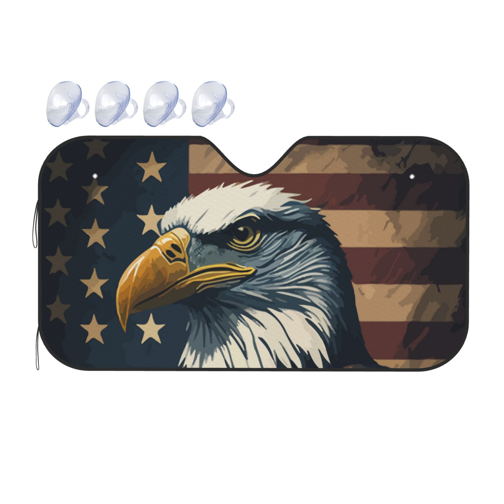 DouZhe Car Sunshades for Windshield, Patriotic American Flag Bird ...