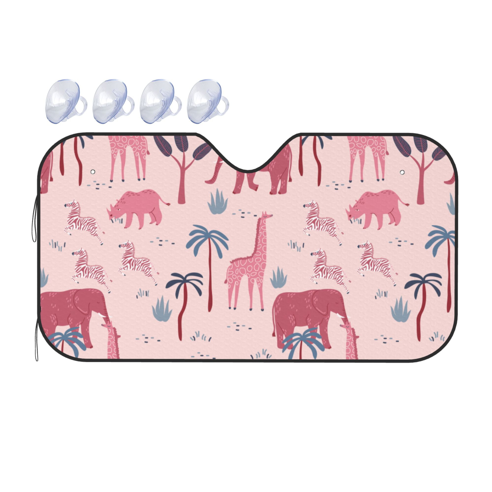 DouZhe Car Sunshades for Windshield, Pink Zebra Giraffe Animals Pattern ...