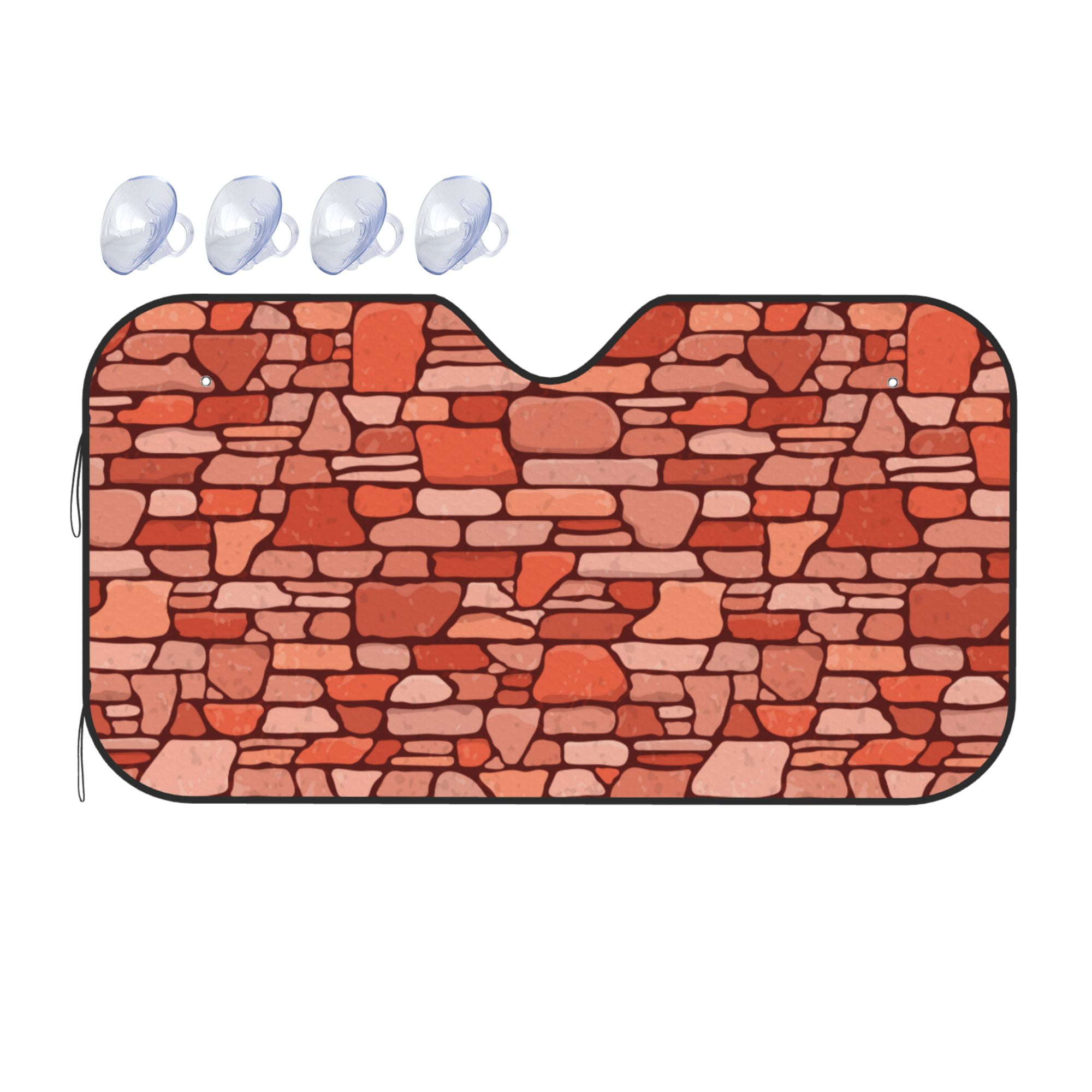 DouZhe Car Sunshades for Windshield, Red Stone Brick Wall Pattern Car ...