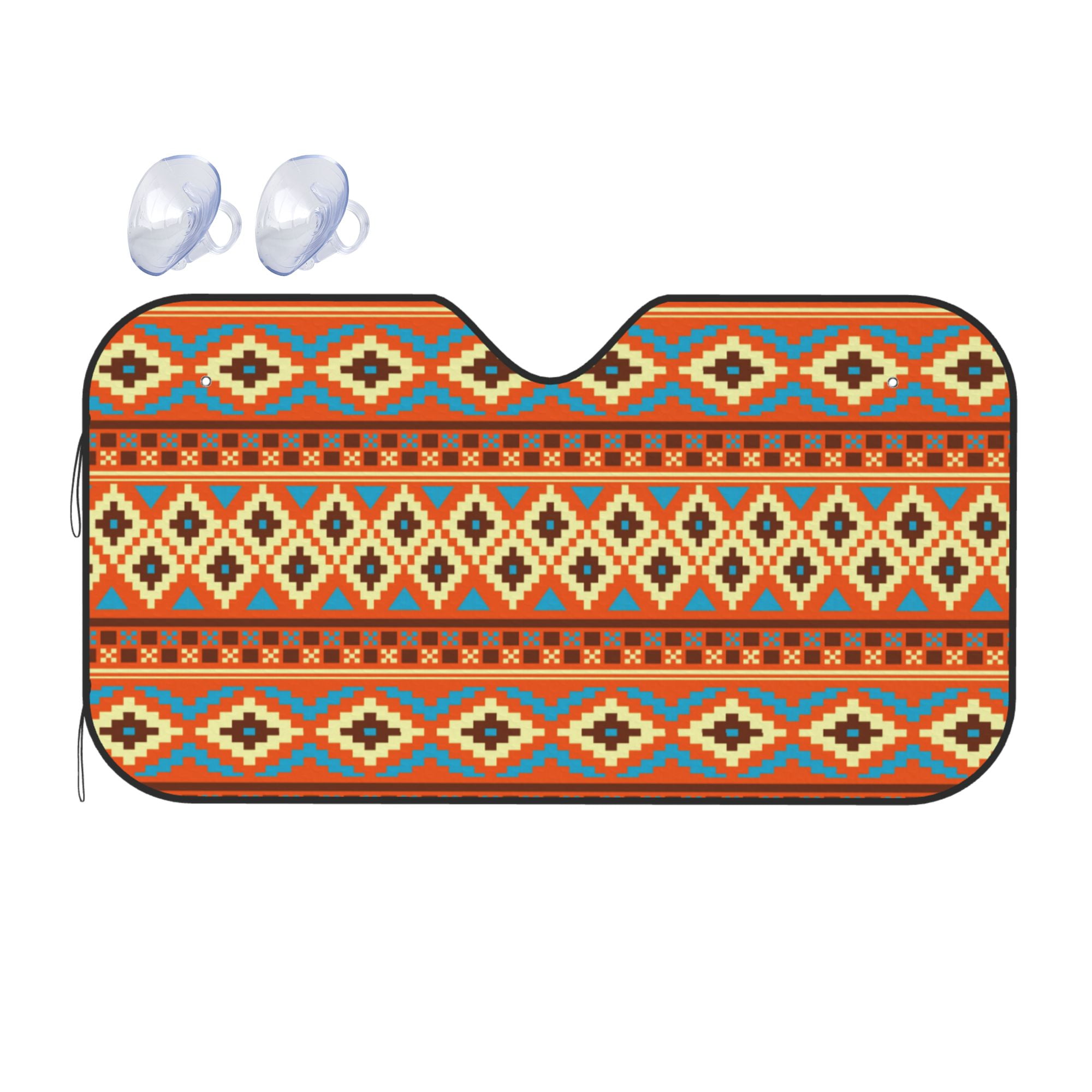 DouZhe Car Sunshades for Windshield, Retro Tribe Aztec Geometry Pattern ...