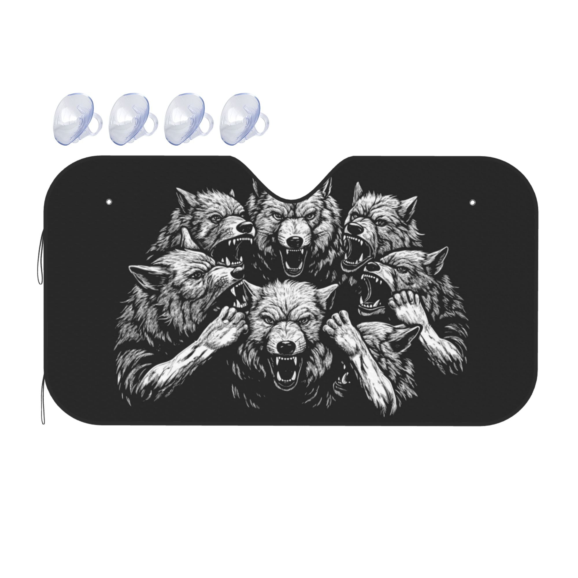 DouZhe Car Sunshades for Windshield, Sketch Wolves Animals Pattern Car ...