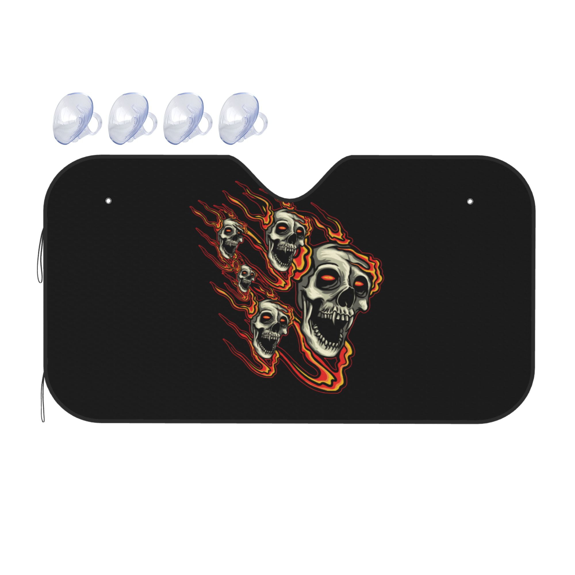 DouZhe Car Sunshades for Windshield, Street Style Skulls with Fire ...
