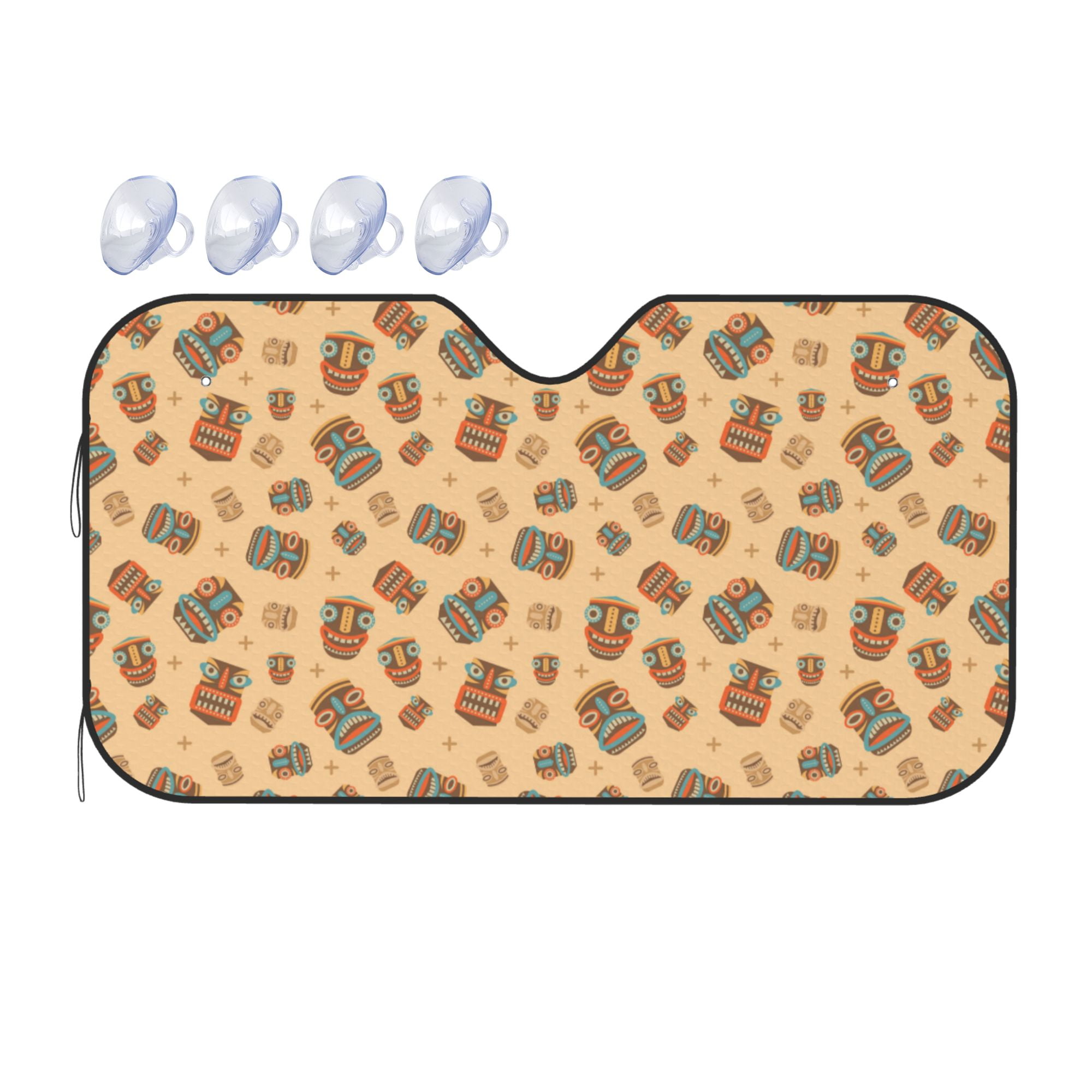 DouZhe Car Sunshades for Windshield, Tribal Totem Tiki Masks Pattern ...