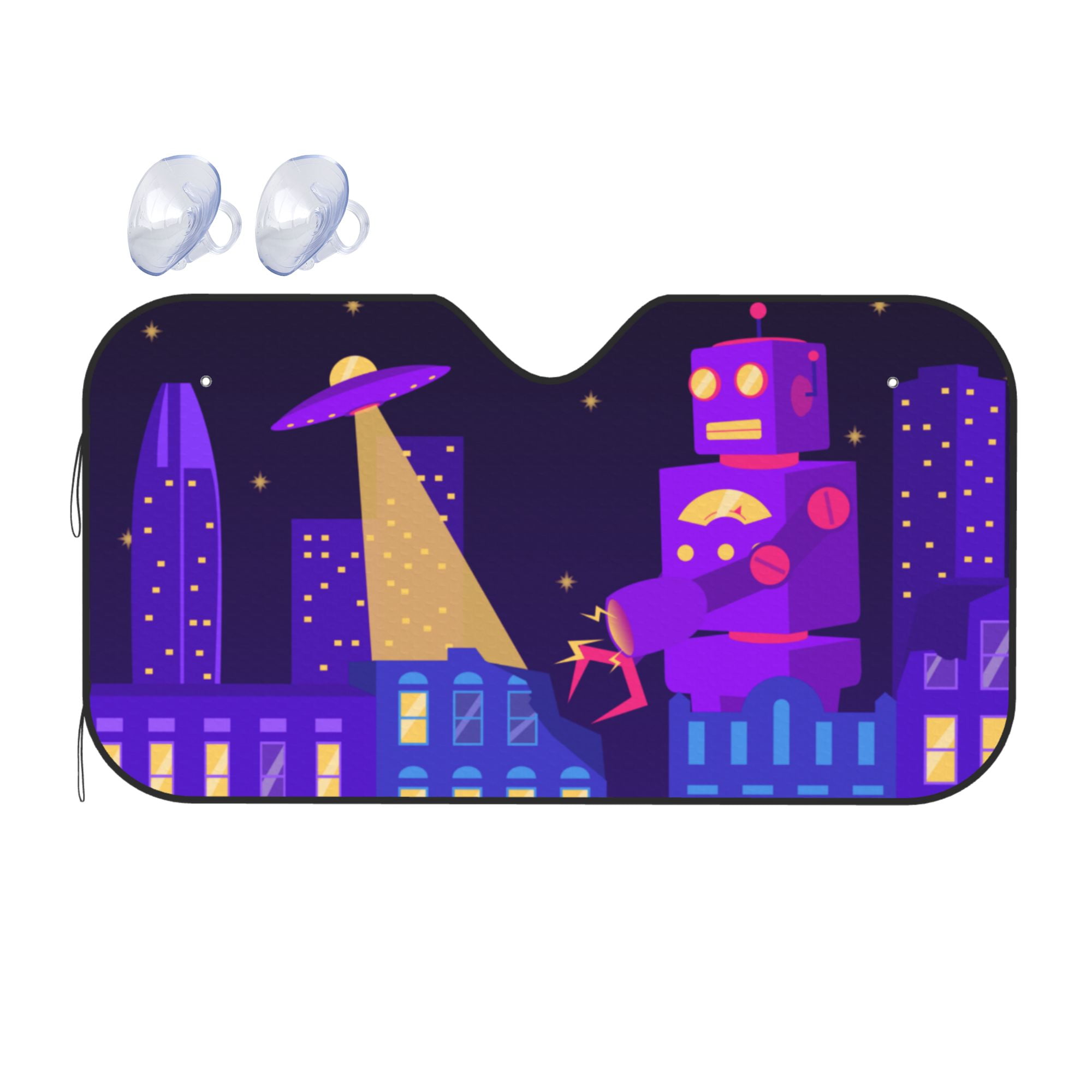 DouZhe Car Sunshades for Windshield, Vaporwave Robot Alien Spaceship ...