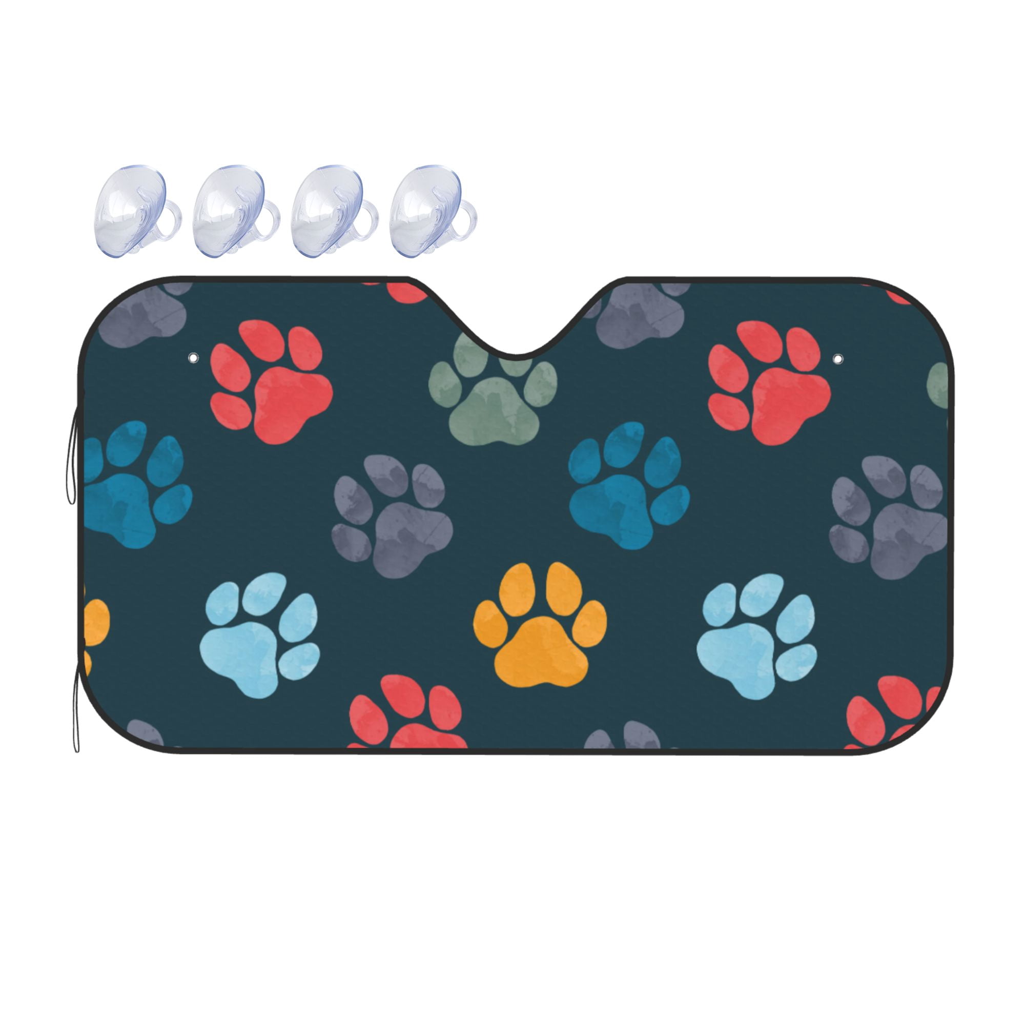 DouZhe Car Sunshades for Windshield, Watercolor Animal Footprints ...