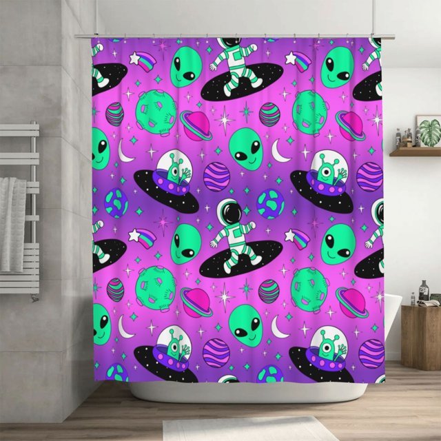DouZhe Cartoon Aliens Space Vaporwave Pattern Shower Curtain ...