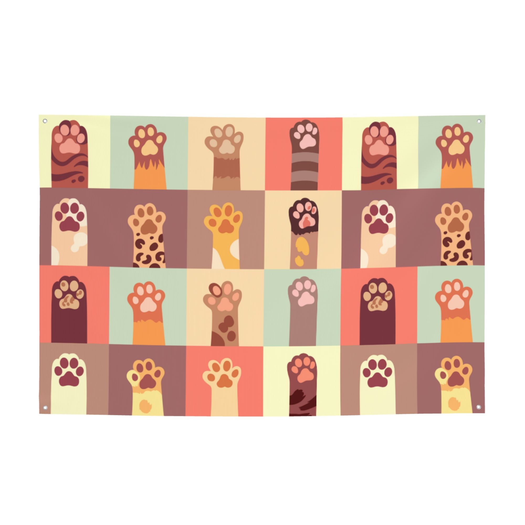 DouZhe Cute Pet Paw Cat Footprint Sign Banner, Hanging Banners Backdrop ...