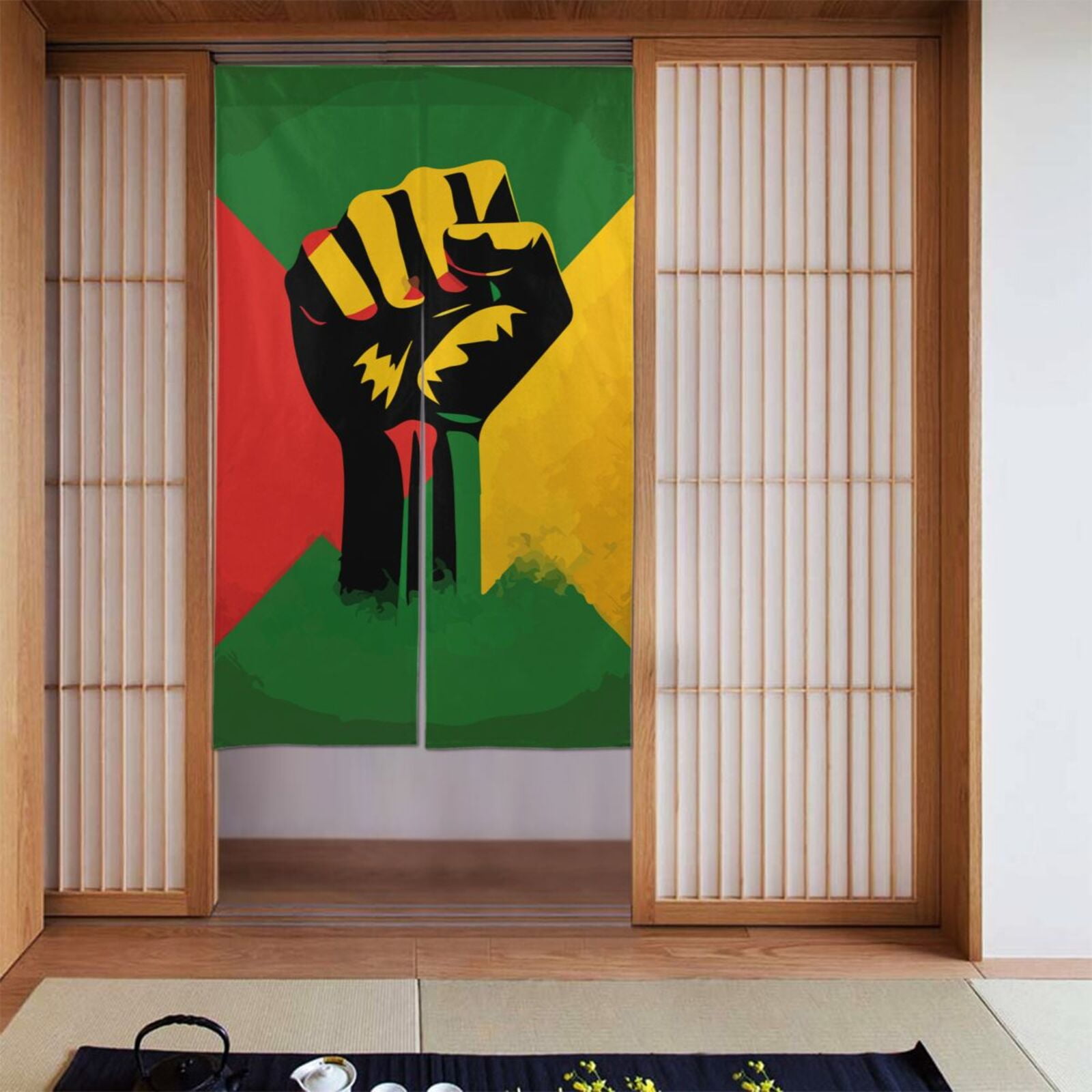 DouZhe Doorway Drape Split Curtains, African Colors Fist Pattern Room ...