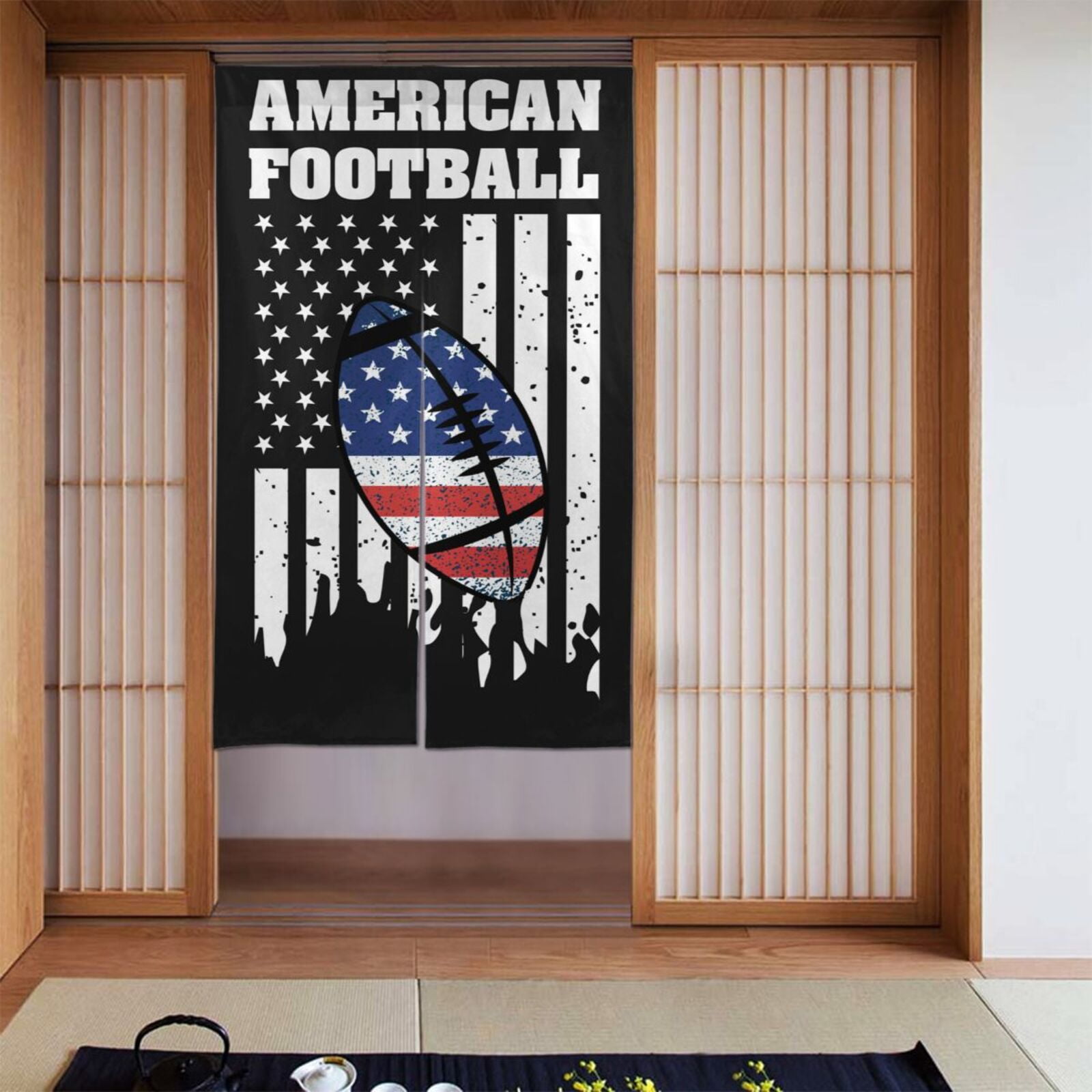 DouZhe Doorway Drape Split Curtains, American Football Flag Room ...