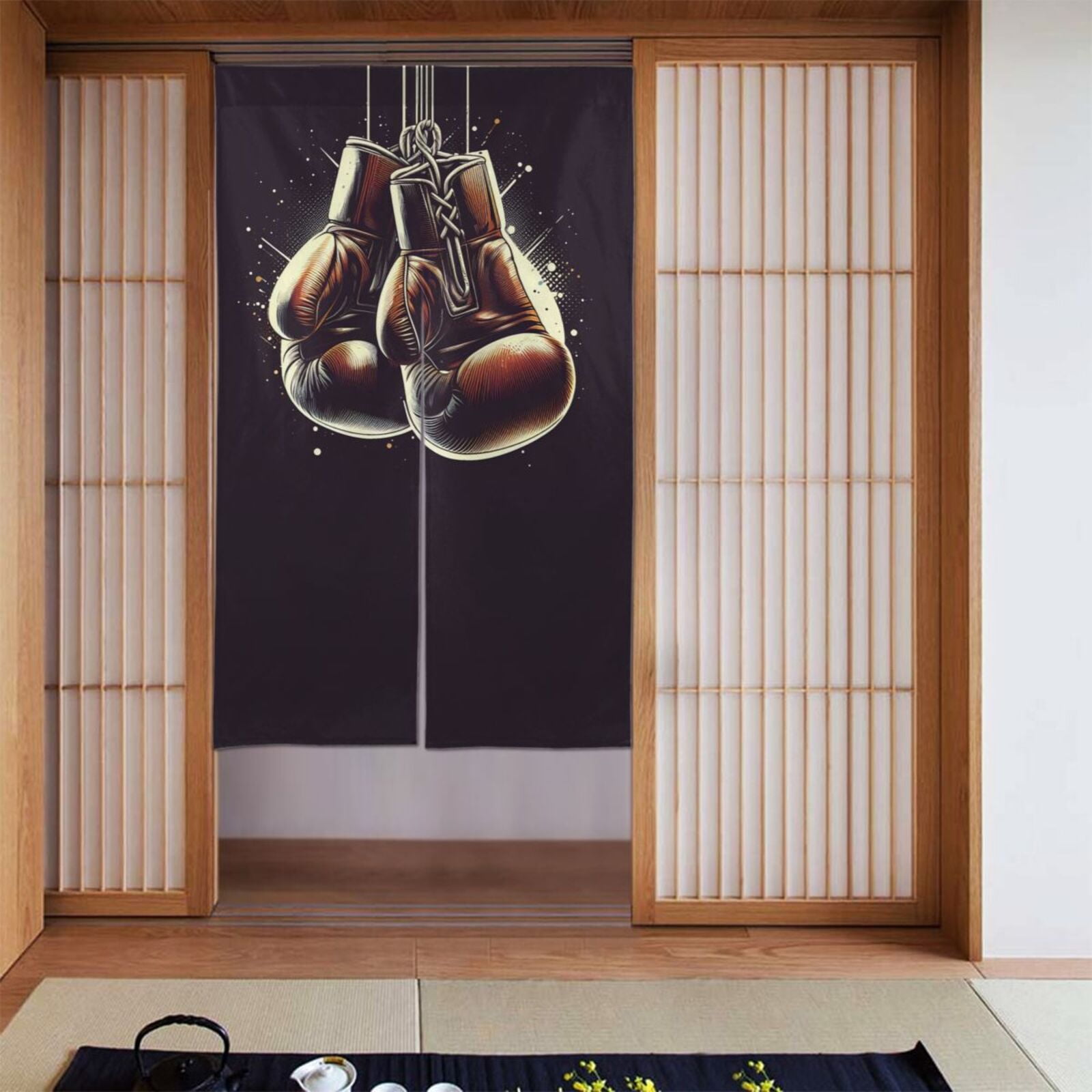 DouZhe Doorway Drape Split Curtains, Boxing Gloves Art Illustration ...