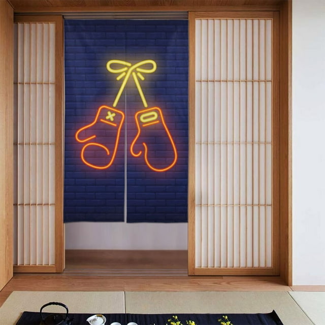 DouZhe Doorway Drape Split Curtains, Boxing Neon Signs Pattern Room ...