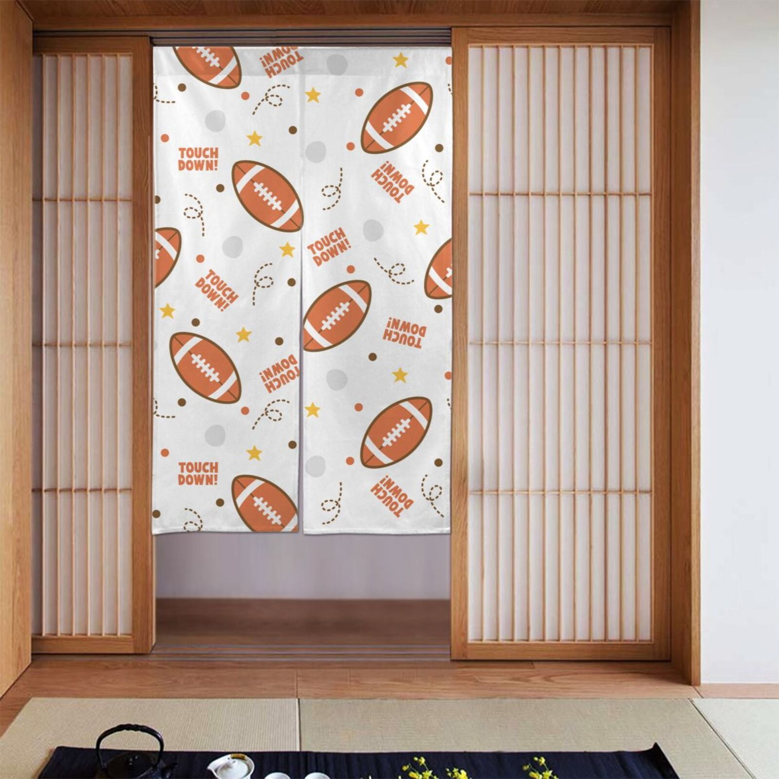 DouZhe Doorway Drape Split Curtains, Cartoon American Football Sports ...
