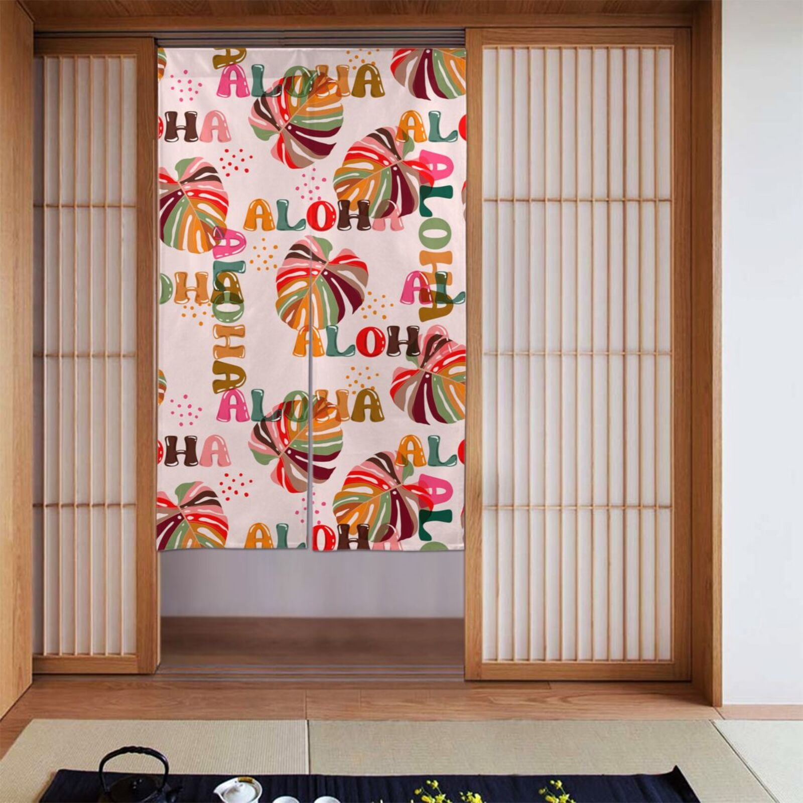 DouZhe Doorway Drape Split Curtains, Colourful Hawaii Aloha Fashion ...