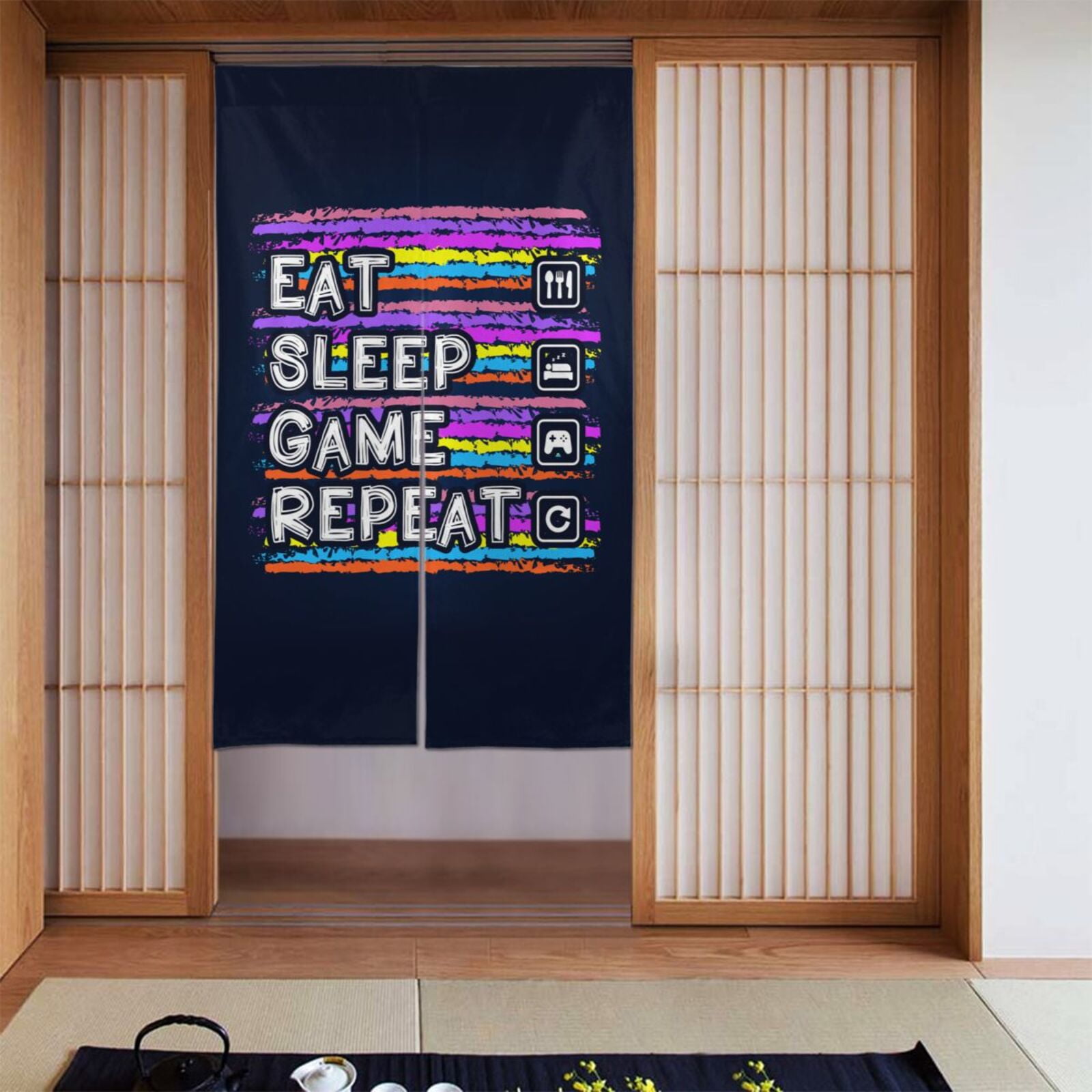 DouZhe Doorway Drape Split Curtains, Eat Sleep Game Repeat Gaming ...