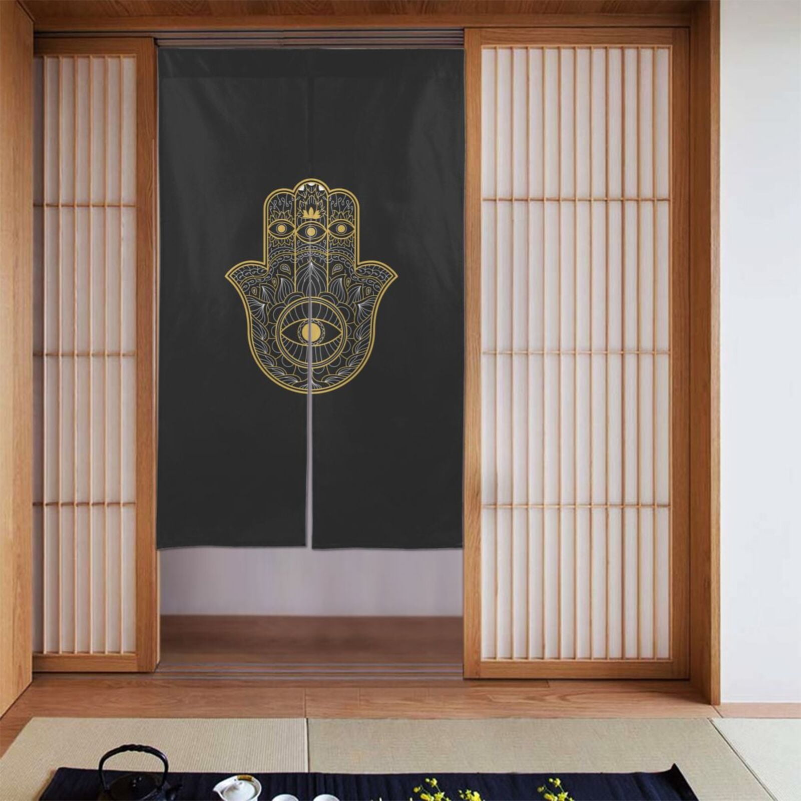 DouZhe Doorway Drape Split Curtains, Fatima Evil Eye Hamsa Hand Room ...