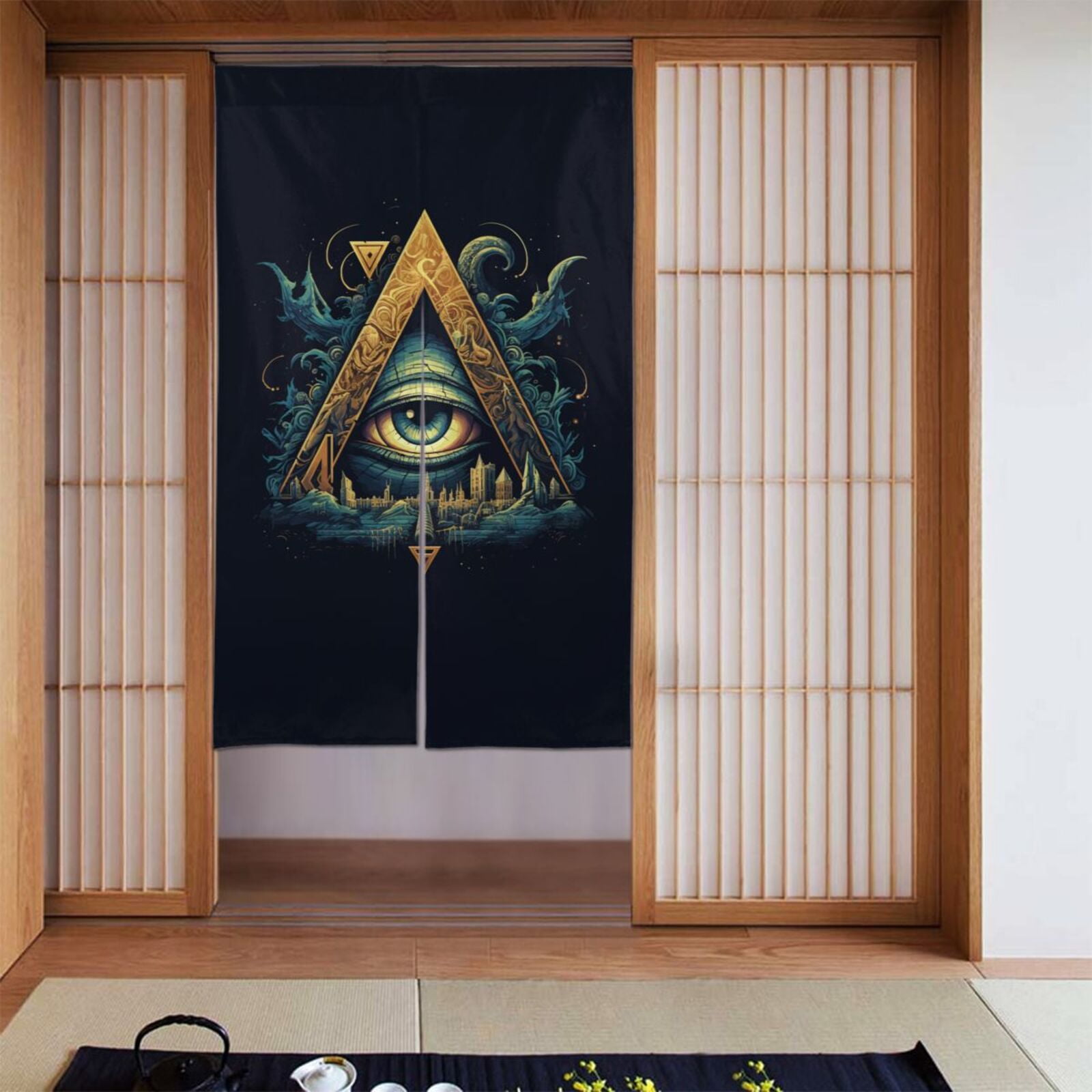 DouZhe Doorway Drape Split Curtains, Freemason Illuminati Eye Room ...