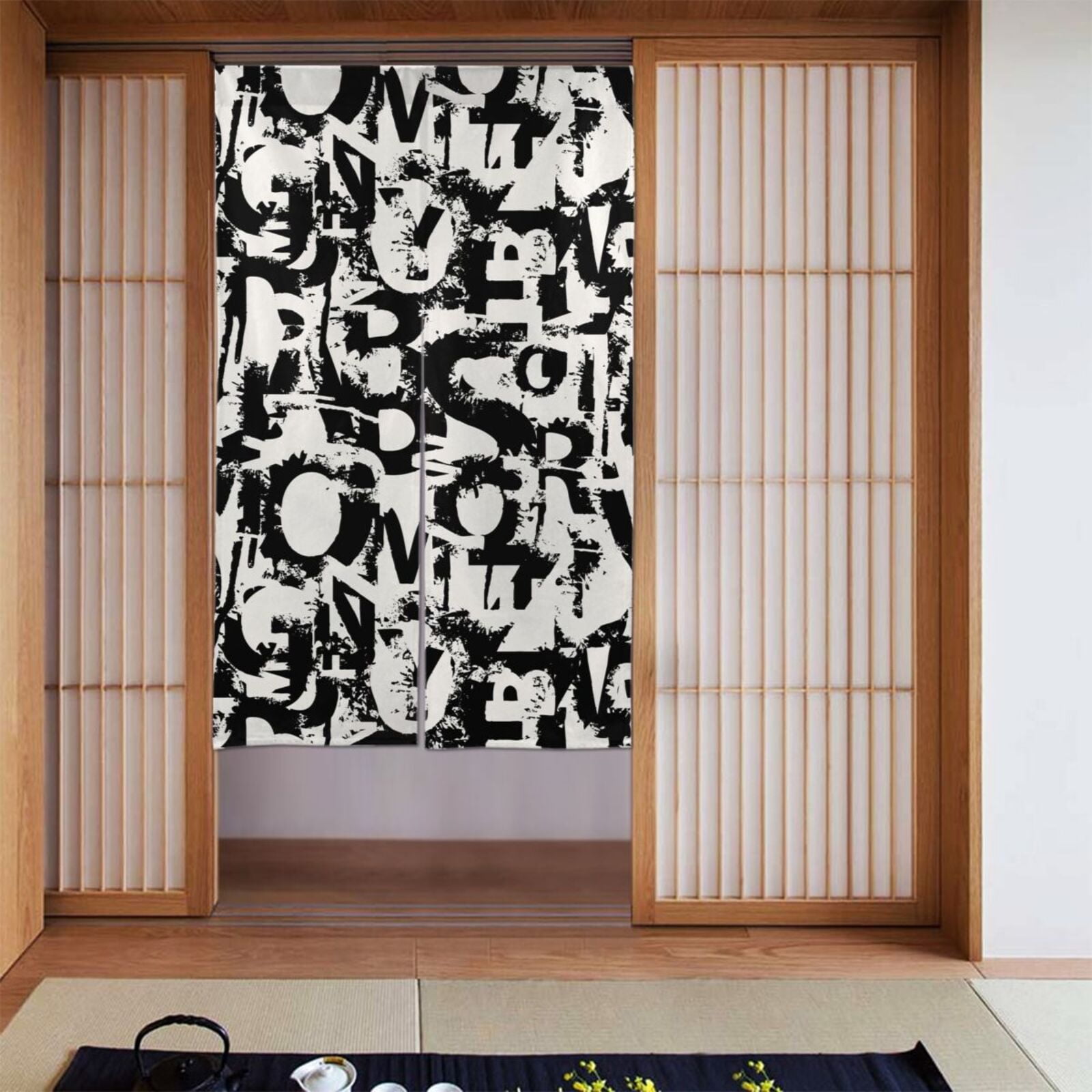 DouZhe Doorway Drape Split Curtains, Letters Drops and Splashes Room ...
