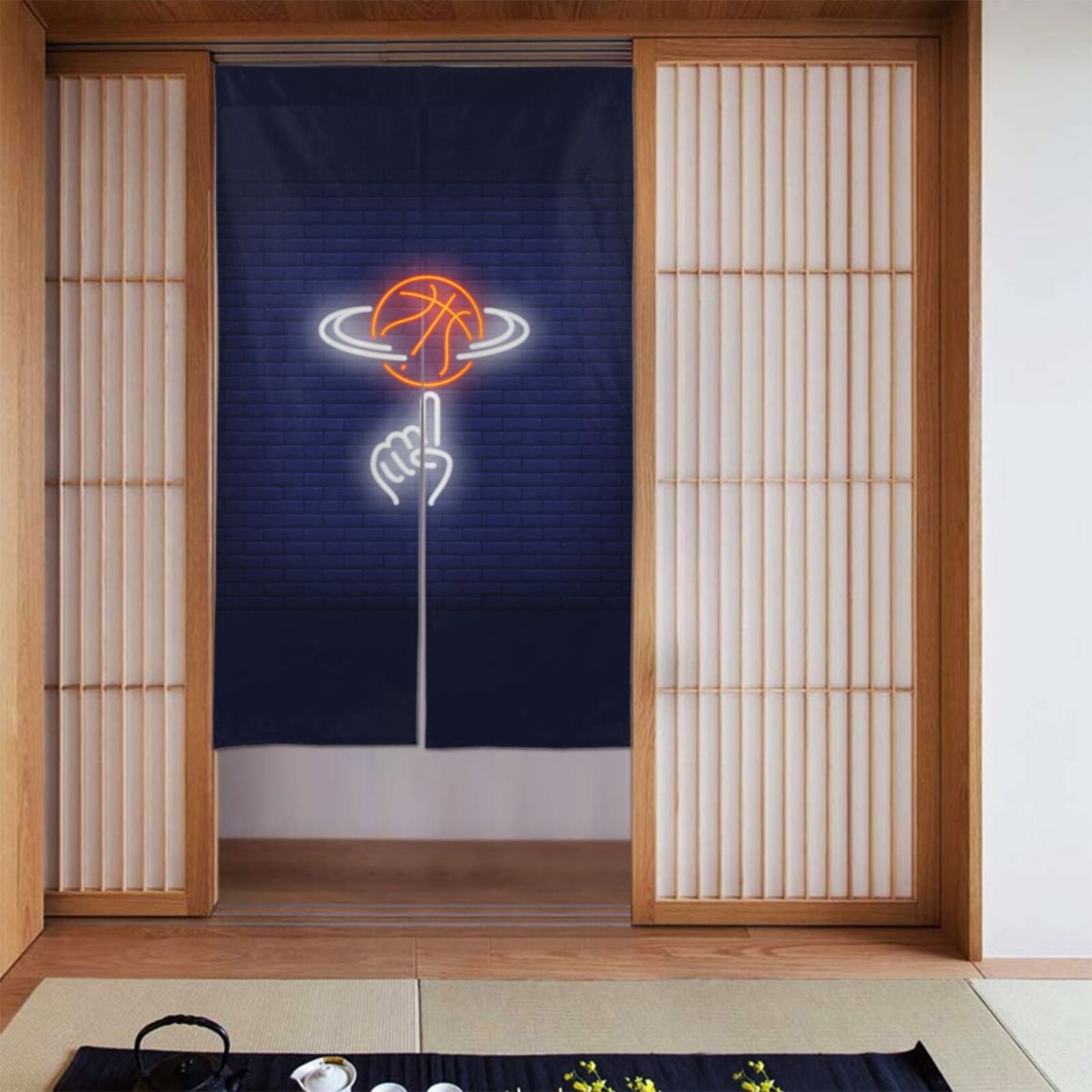 DouZhe Doorway Drape Split Curtains, Neon Finger Rotating Basketball ...