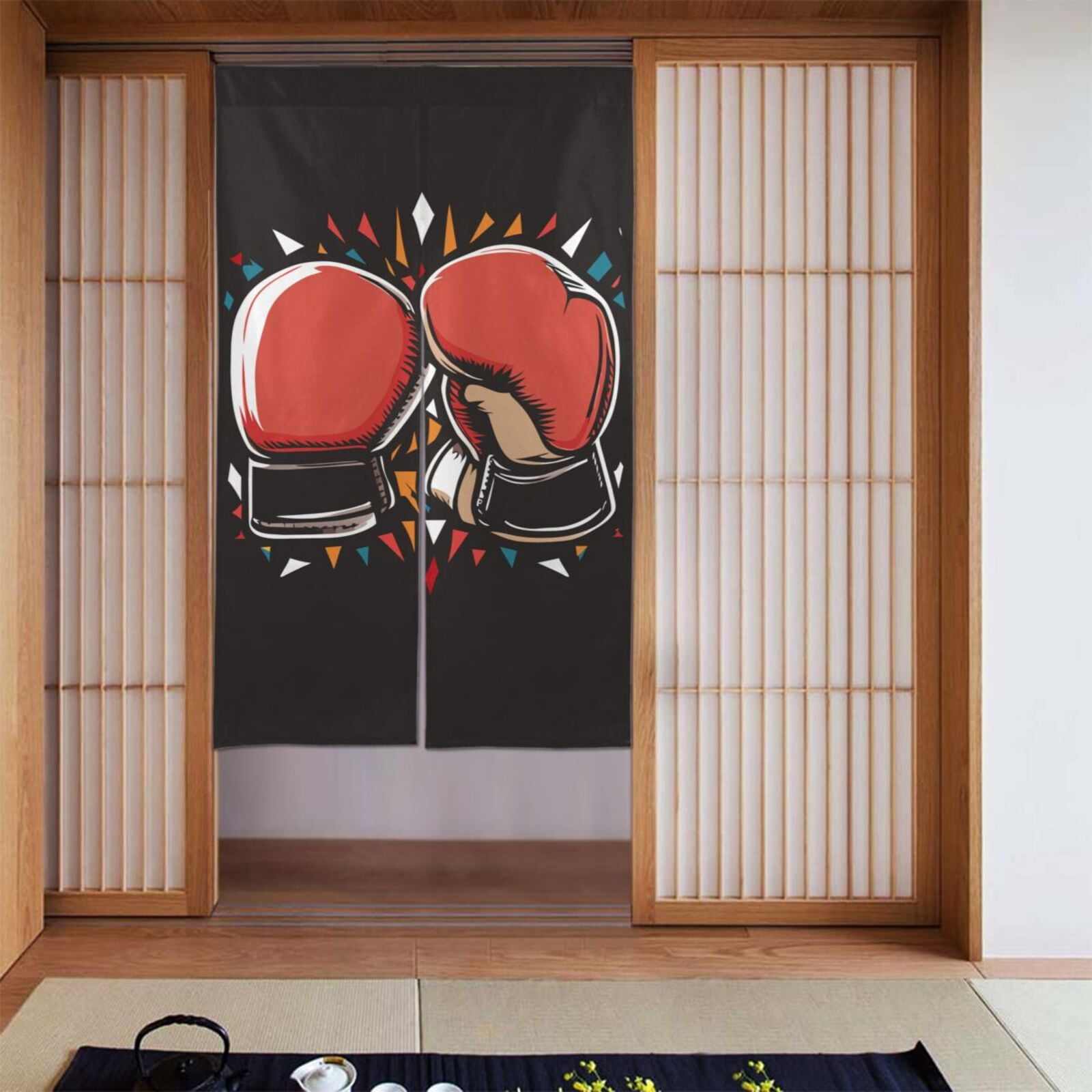 DouZhe Doorway Drape Split Curtains, Red Boxing Glove Sport Pattern ...