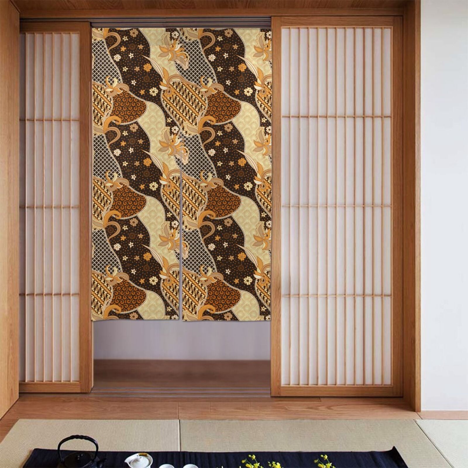 DouZhe Doorway Drape Split Curtains, Vintage Indonesian Traditional ...