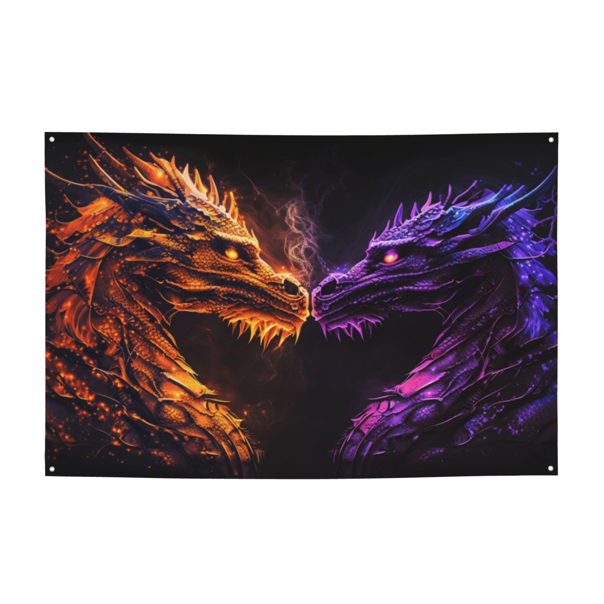 DouZhe Fantasy Purple Yellow Dragon Sign Banner, Hanging Banners ...